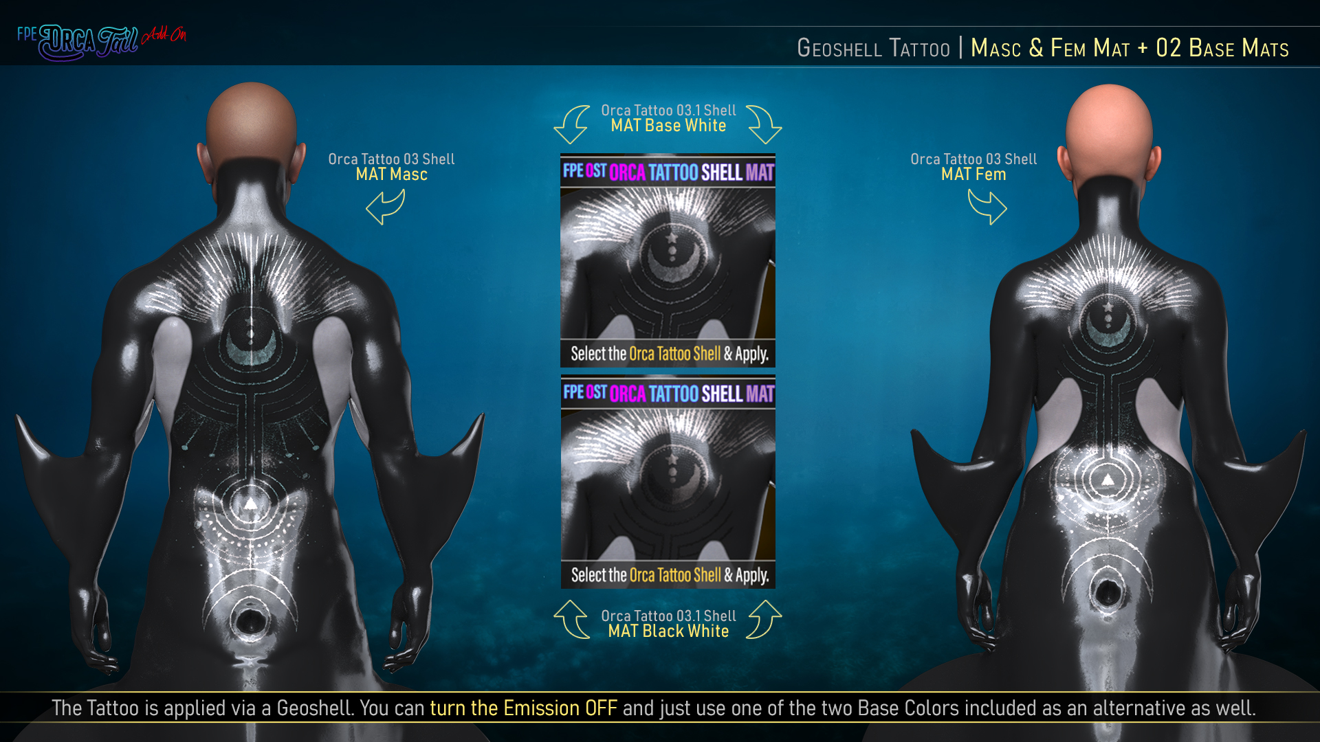 FPE Orca Tail AddOn for FPE Shark Tail for Genesis 9 | Daz 3D