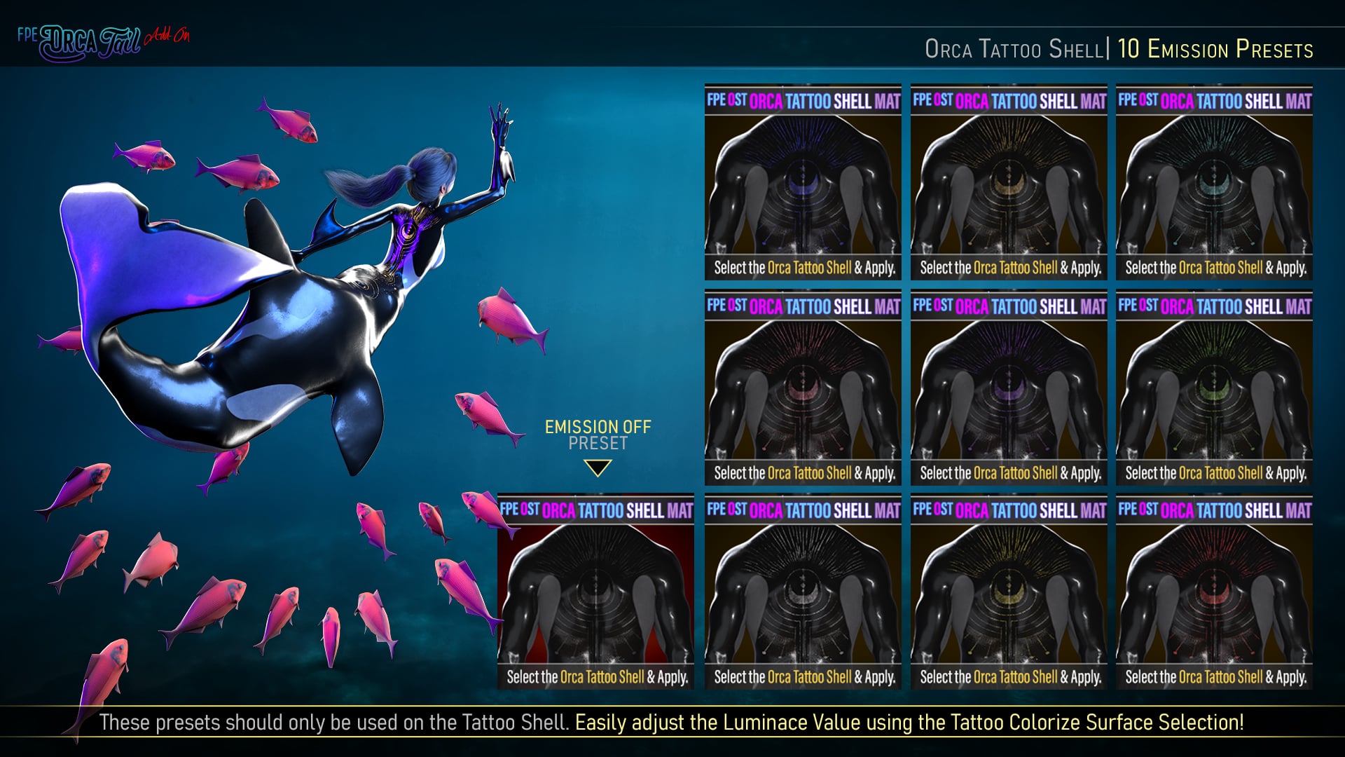 FPE Orca Tail AddOn for FPE Shark Tail for Genesis 9 | Daz 3D