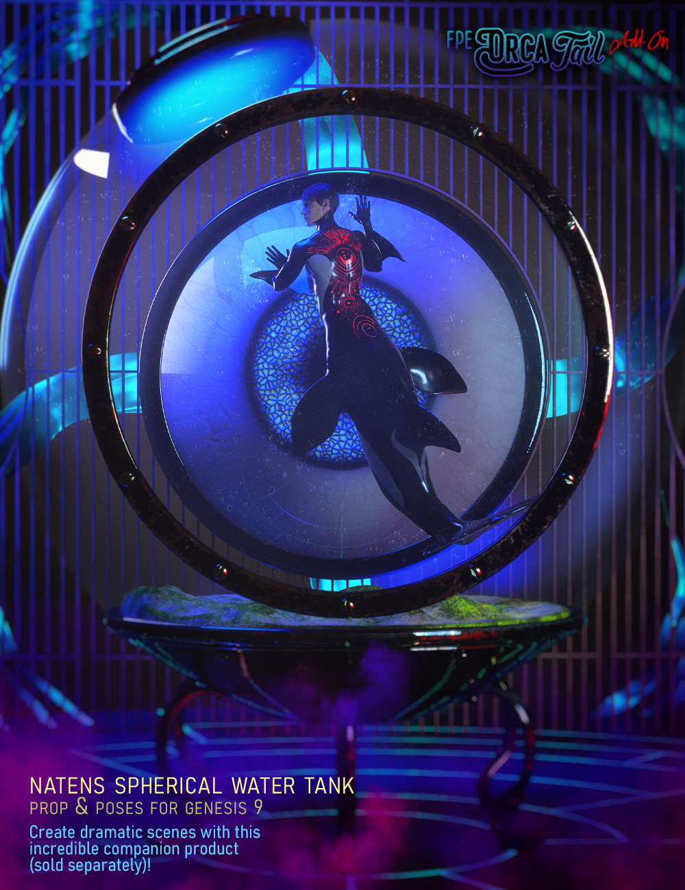 FPE Orca Tail AddOn for FPE Shark Tail for Genesis 9 | Daz 3D