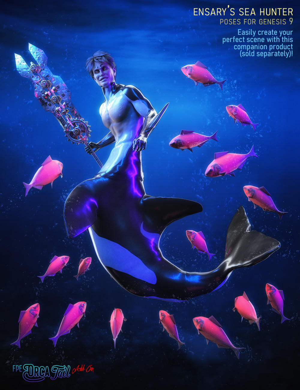 FPE Orca Tail AddOn for FPE Shark Tail for Genesis 9 | Daz 3D