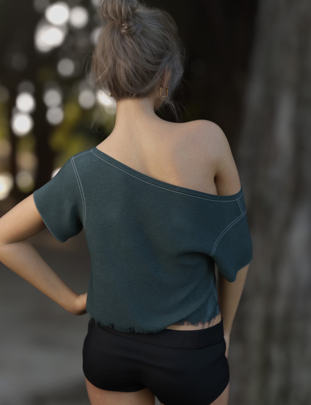dForce Off Shoulder Midriff Tee for Genesis 9 | Daz 3D