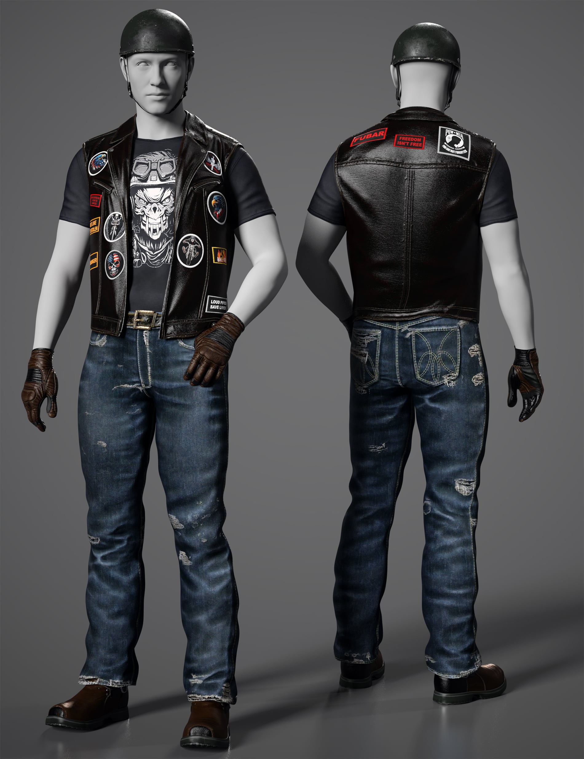 dForce Asphalt Hound Outfit Texture Add-On | Daz 3D
