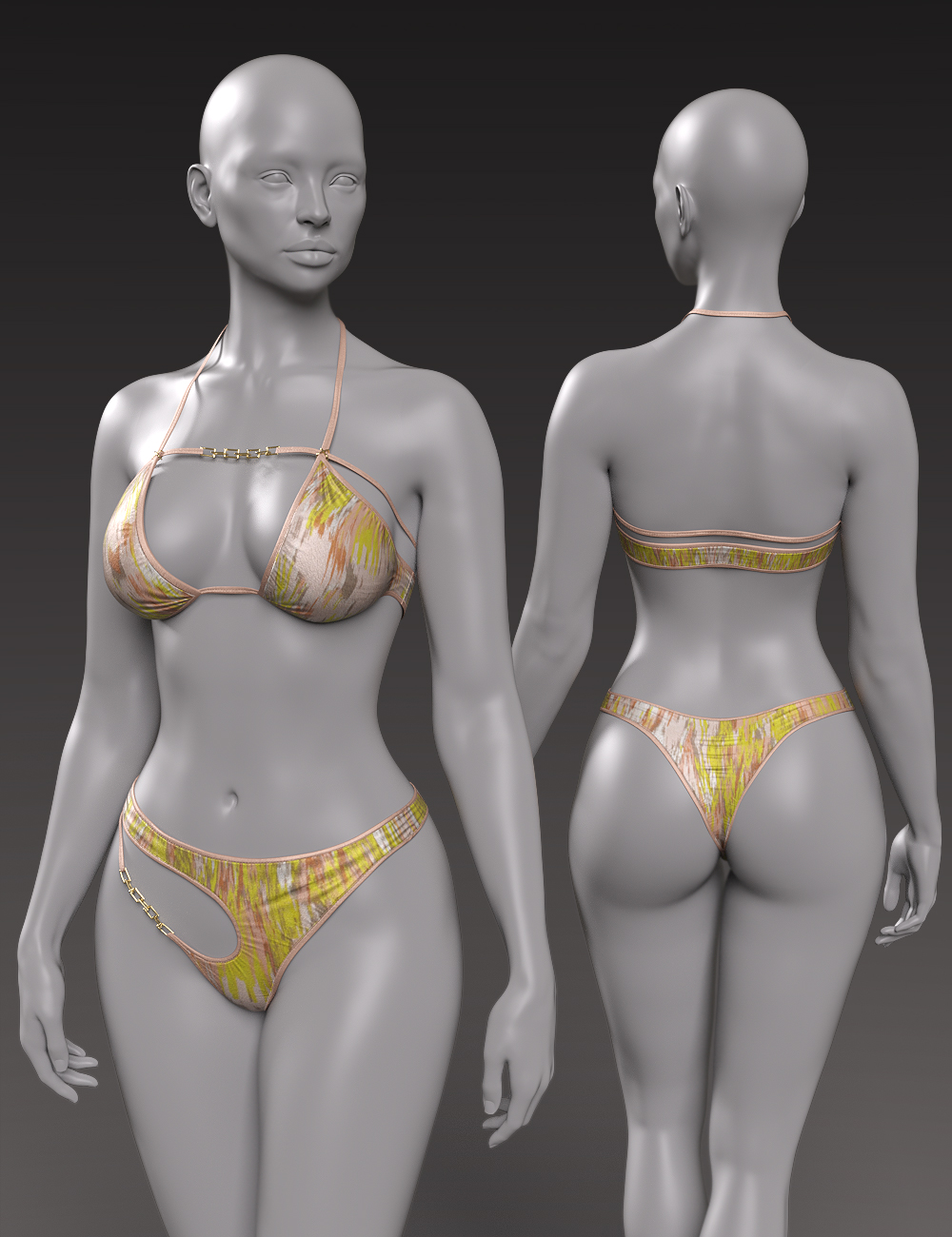 VERSUS - X-Fashion Cheeky Bikini Set Texture Add-On ⋆ Freebies Daz 3D