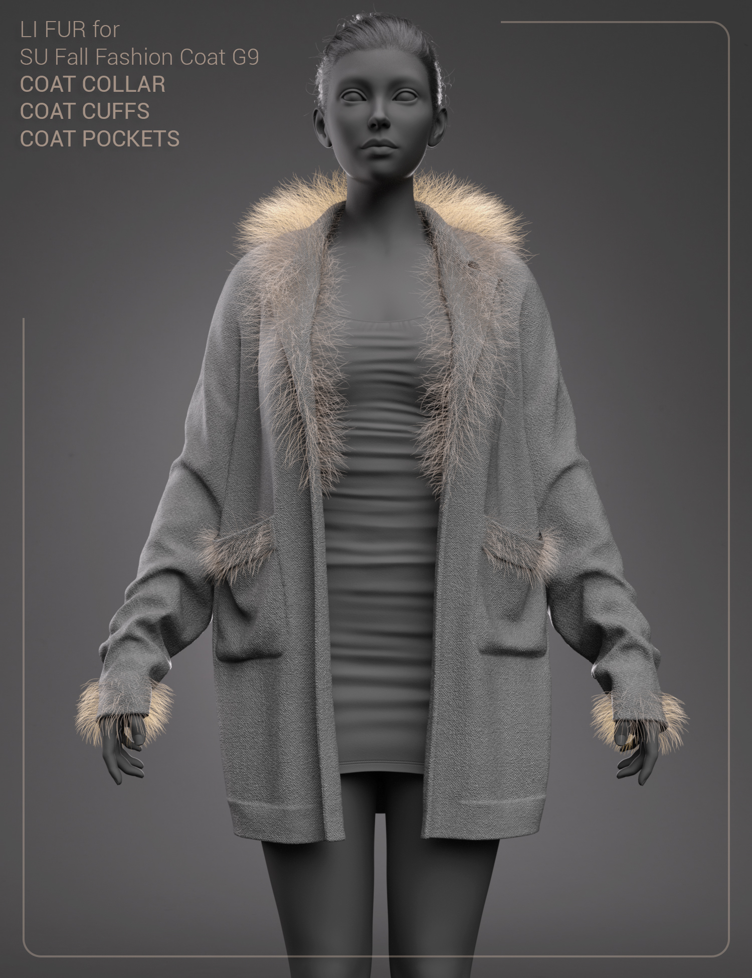 LI FUR for SU Fall Fashion Coat for Genesis 9 | Daz 3D