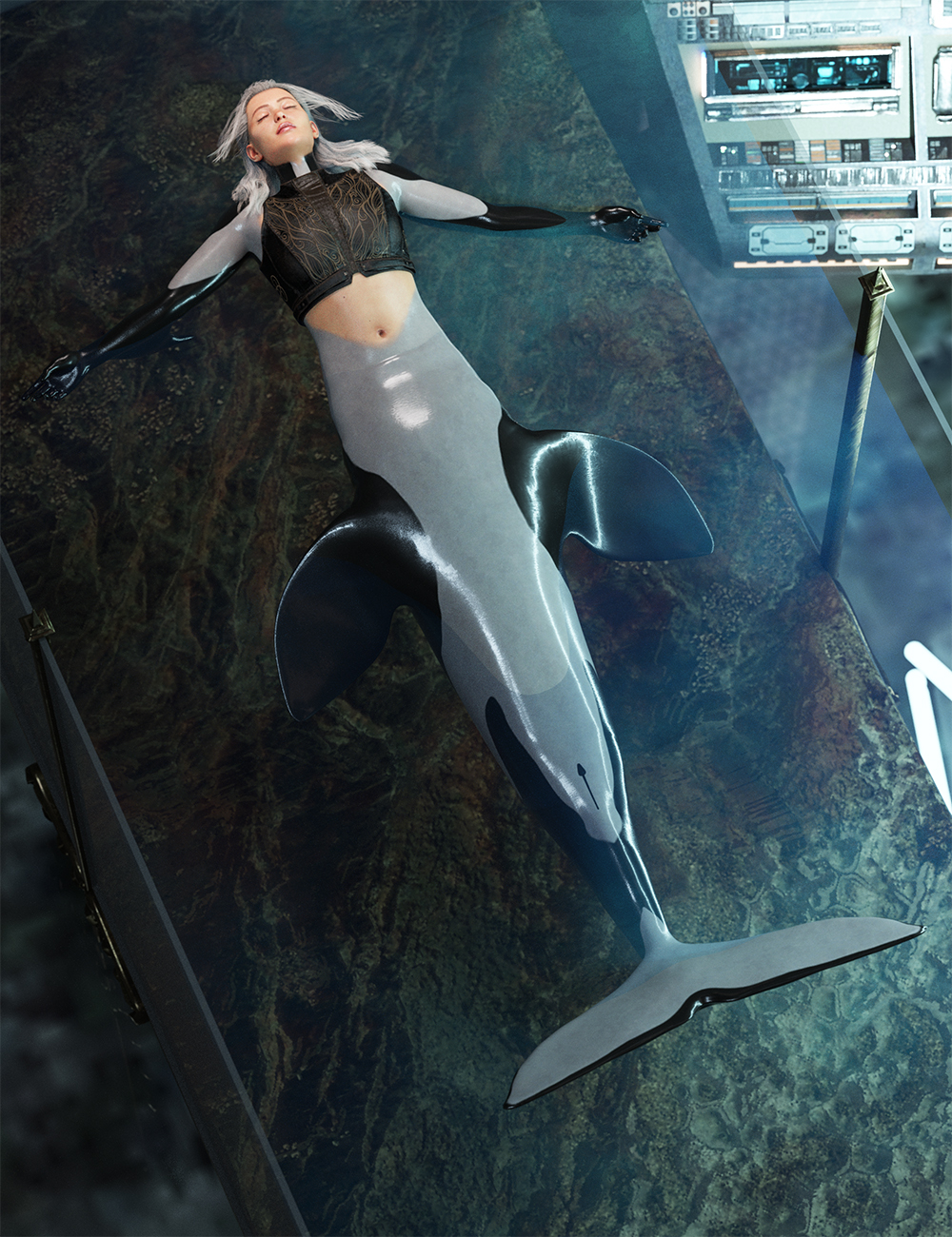 Natens Old Water Tank and Pet Orca Poses for FPE Shark Tail Orca Add On | Daz 3D