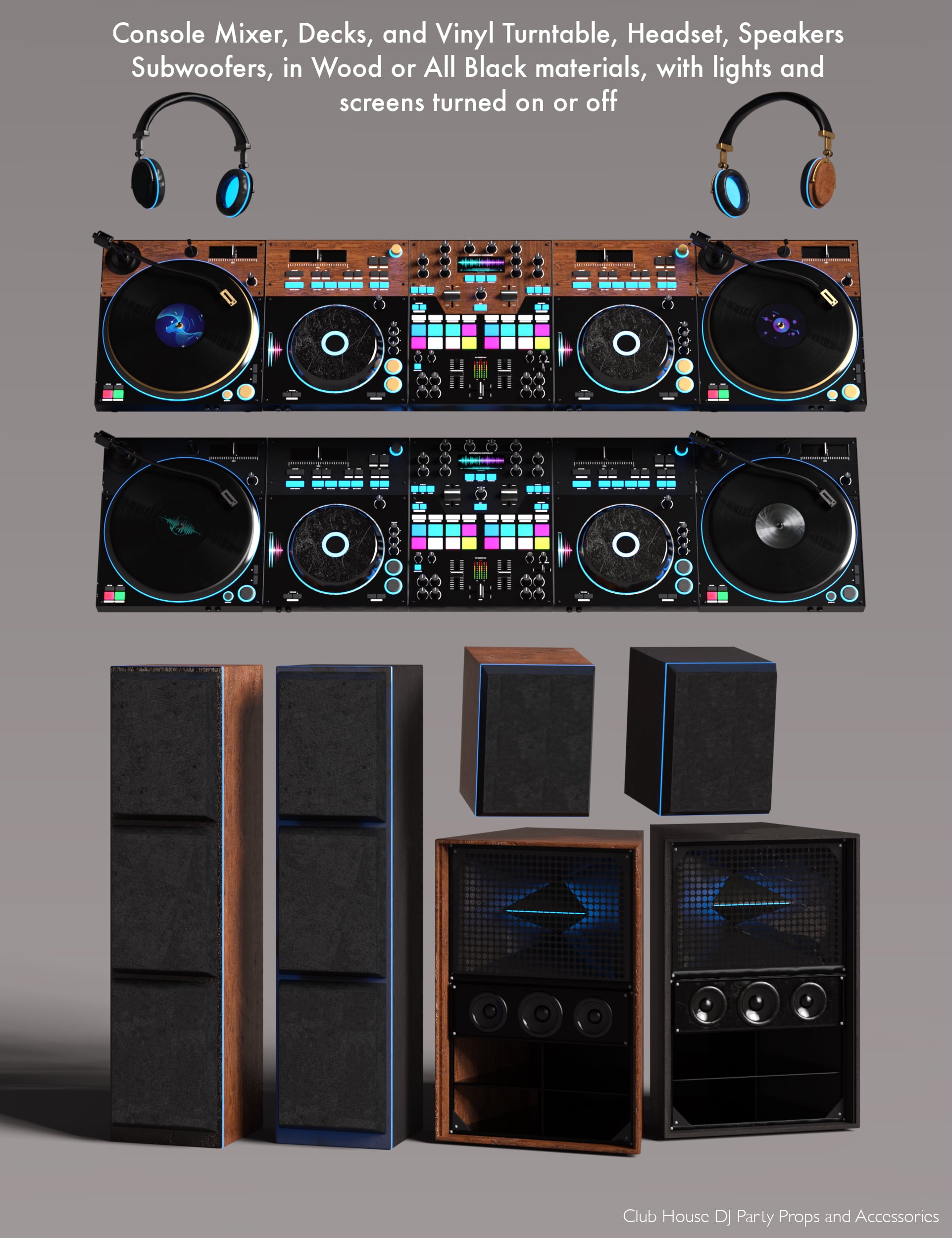 Club House DJ Party Props and Accessories ⋆ Freebies Daz 3D