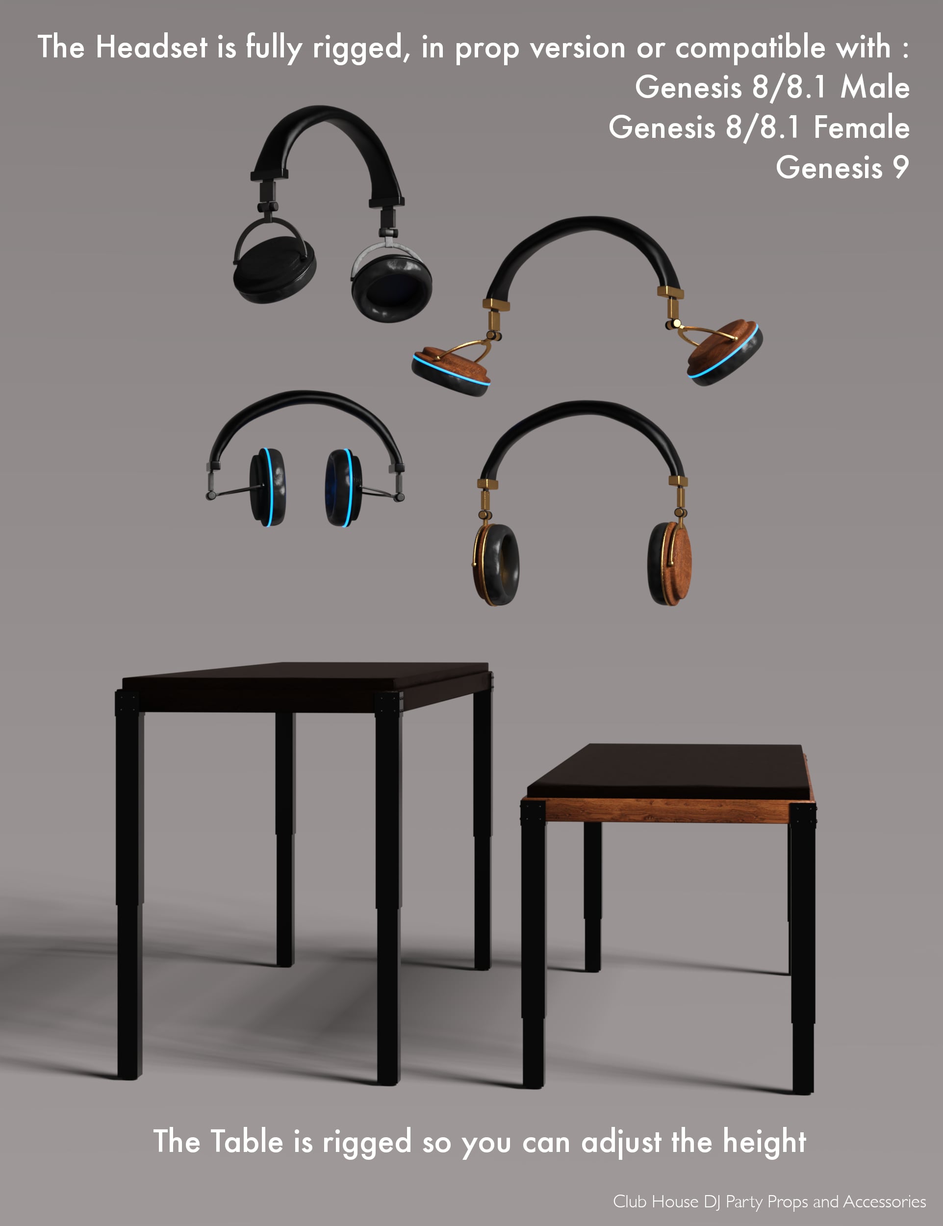 Club House DJ Party Props and Accessories | Daz 3D