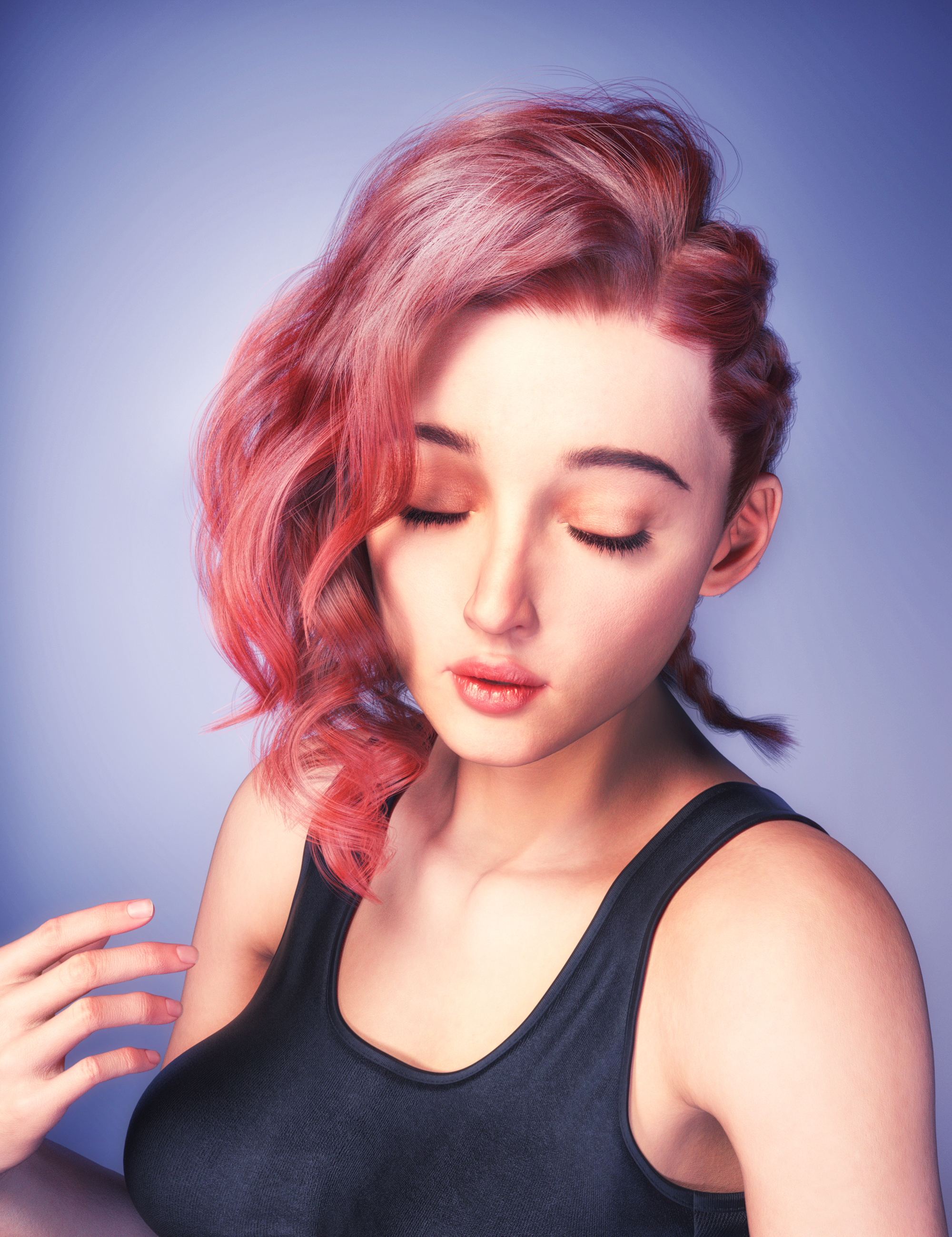 dForce Strand-Based FE Cyberpunk Hair for Genesis 9 | Daz 3D