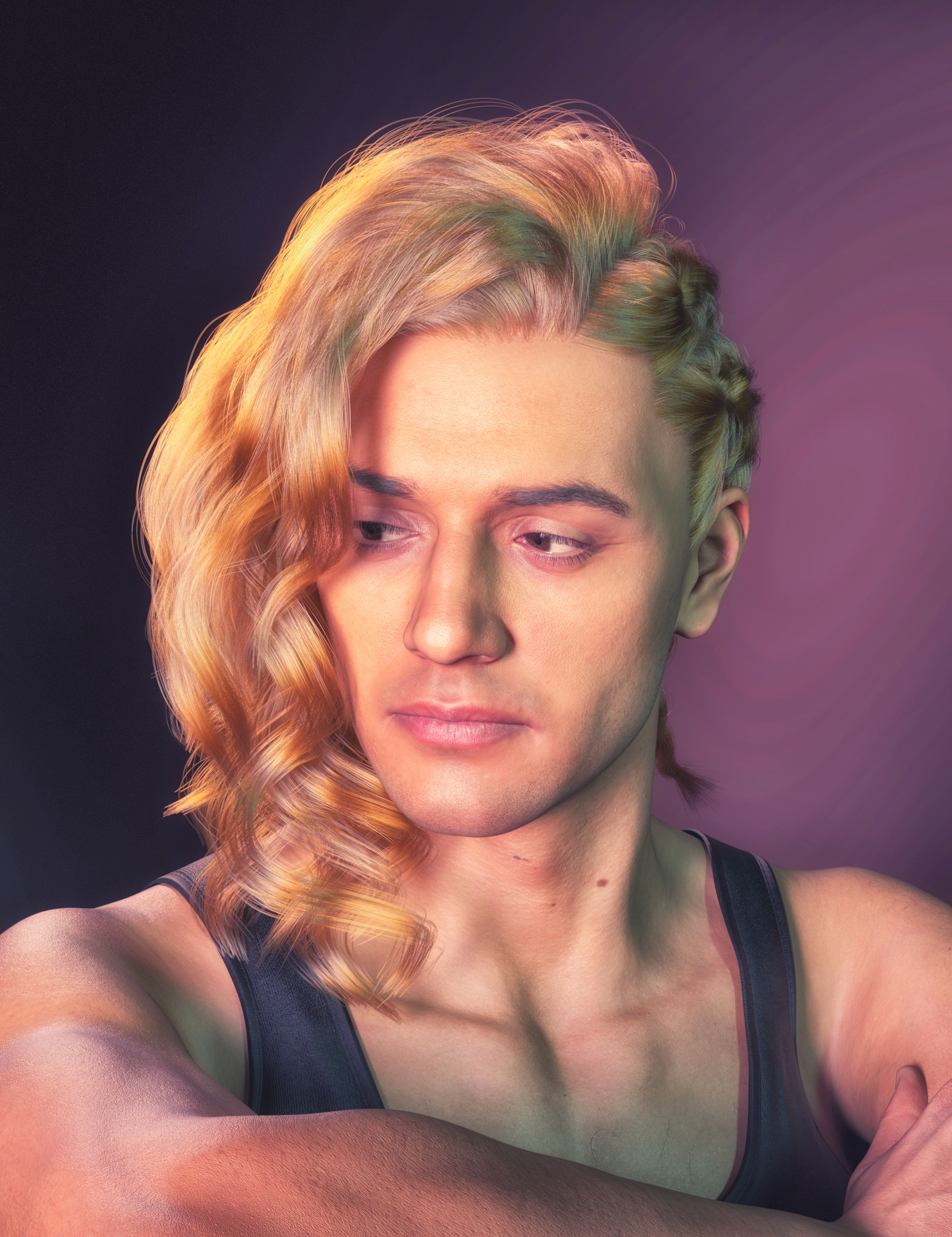 dForce Strand-Based FE Cyberpunk Hair for Genesis 9 | Daz 3D