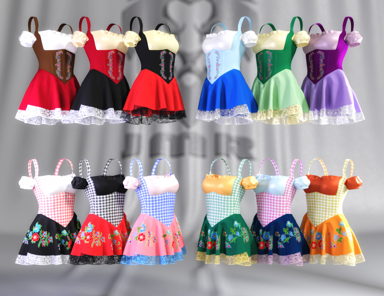JMR dForce Oktoberfest Dress for Genesis 9 and 8 Female | Daz 3D