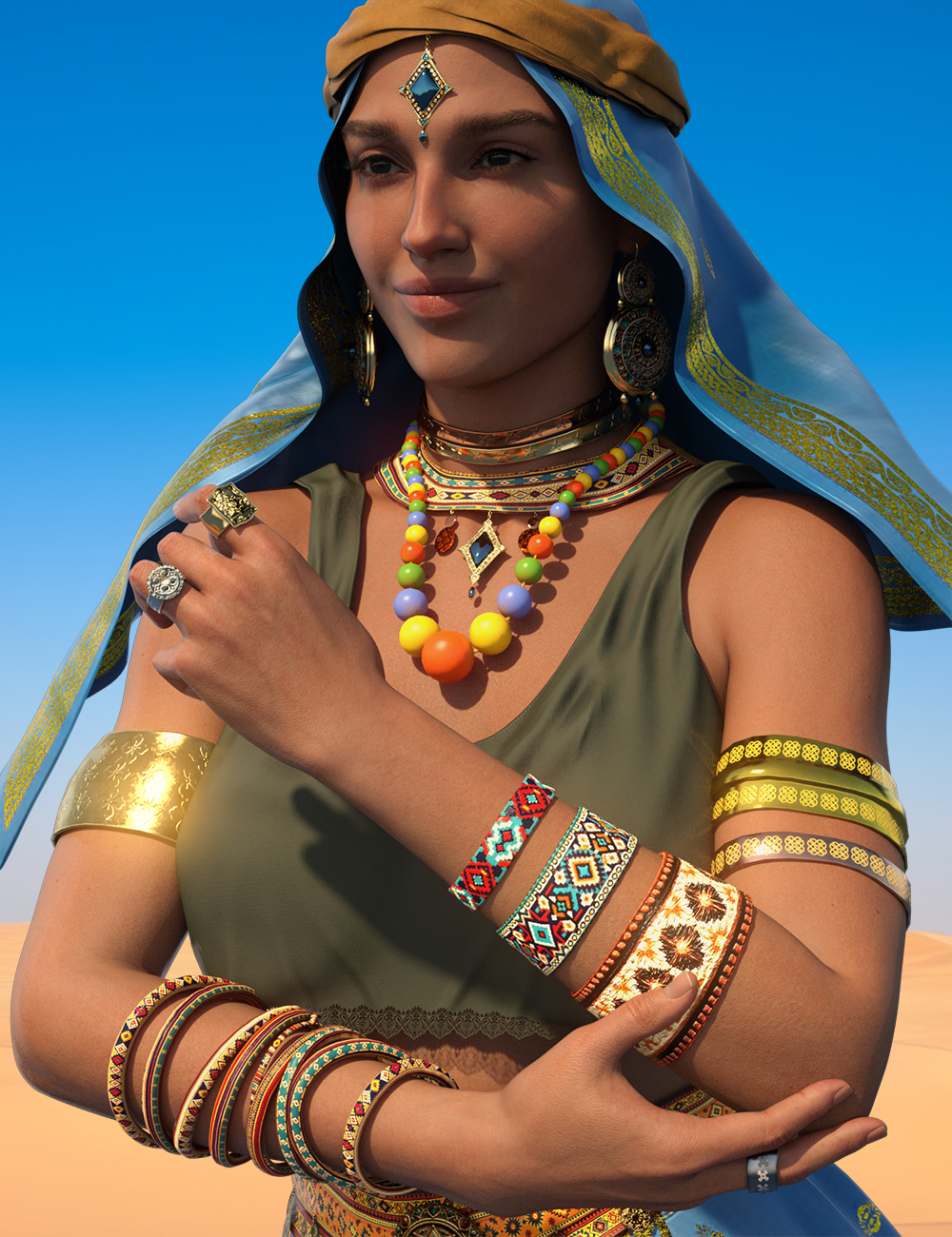 dForce Moroccan Berber Outfit and Jewelry for Genesis 9 | Daz 3D
