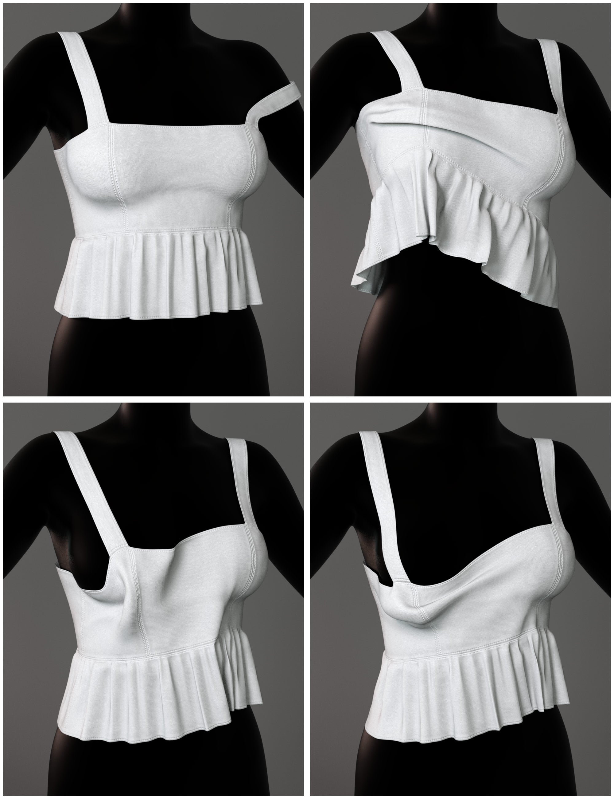 dForce Crop Ruffle Top and Skirt for Genesis 9 | Daz 3D