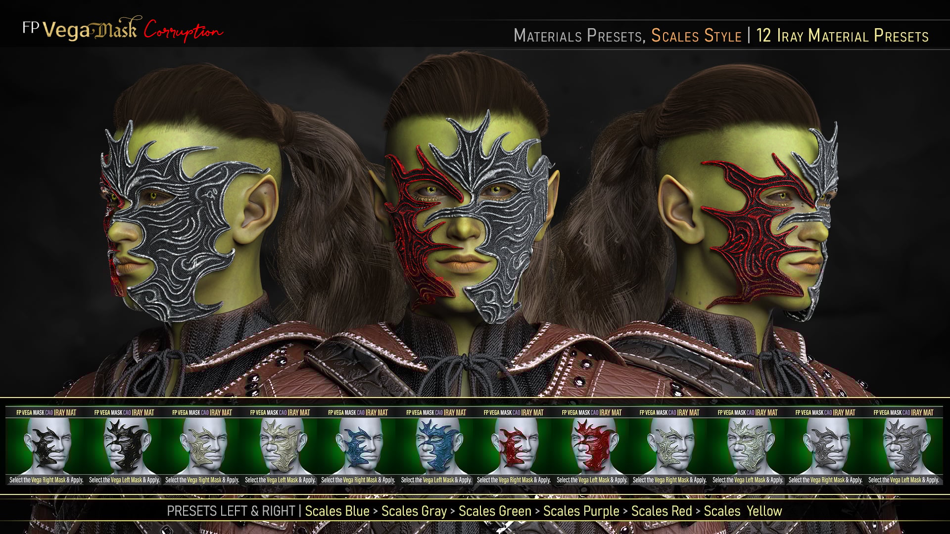 FP Corruption AddOn for NDFP Vega Mask for Genesis 9 | Daz 3D