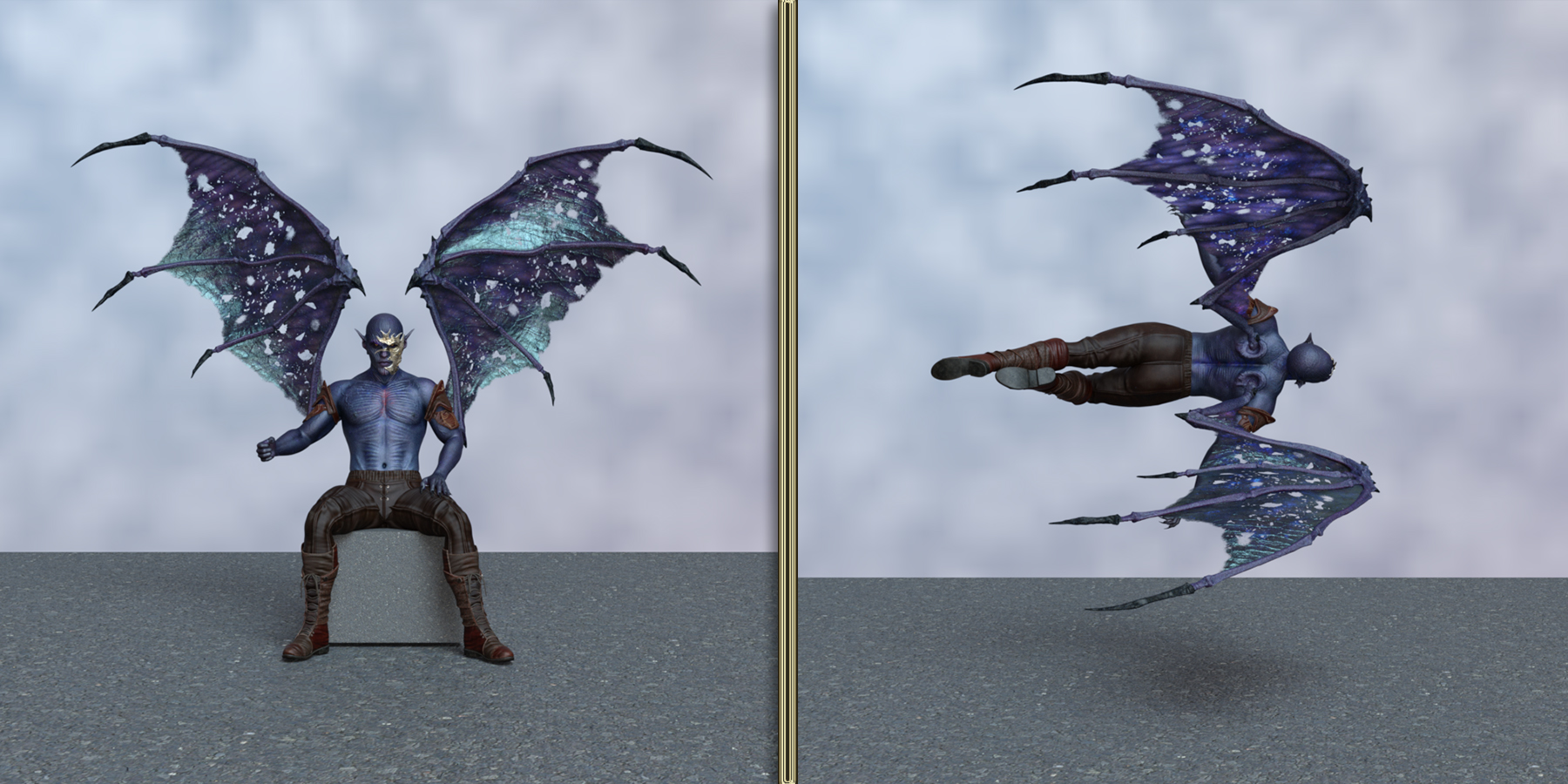 Demonic Hierarchical Poses for Vega Demon and Tara Wings | Daz 3D