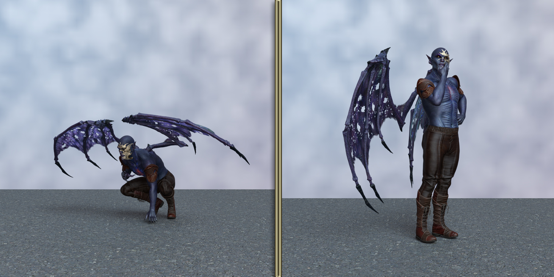 Demonic Hierarchical Poses for Vega Demon and Tara Wings | Daz 3D