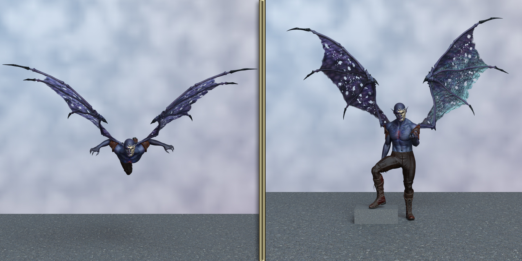 Demonic Hierarchical Poses for Vega Demon and Tara Wings | Daz 3D