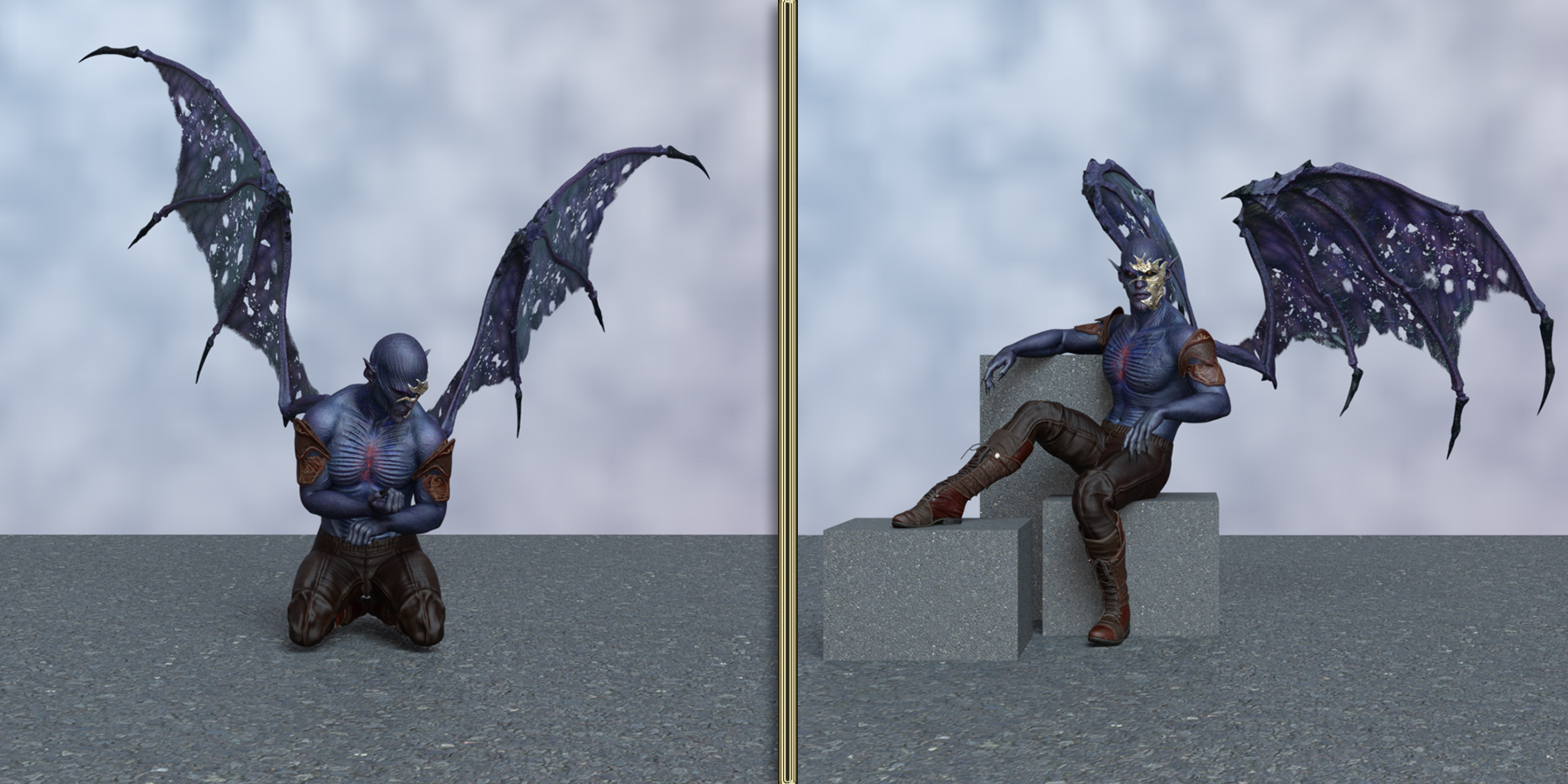 Demonic Hierarchical Poses for Vega Demon and Tara Wings | Daz 3D