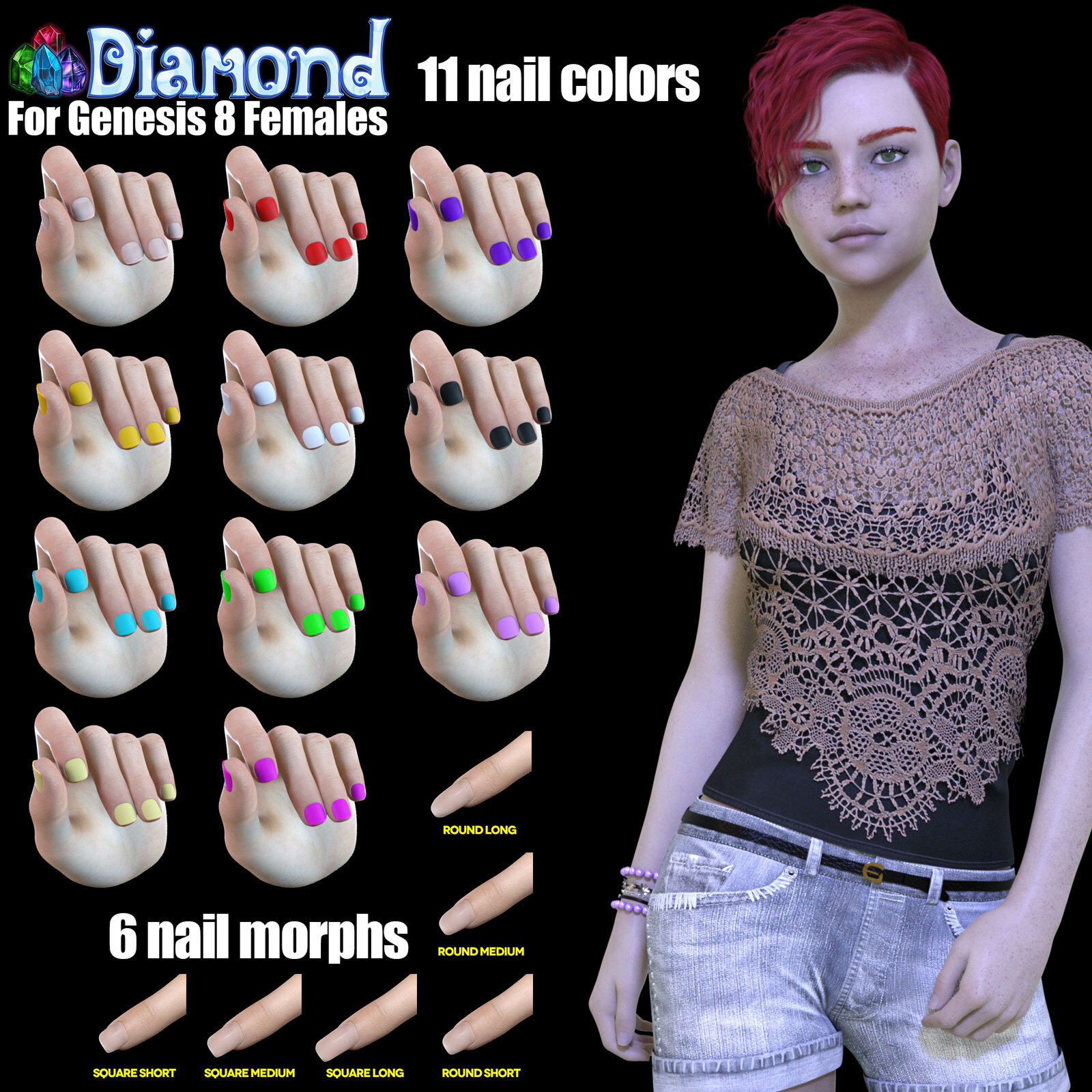 Precious Gems Diamond for Genesis 8 Females | Daz 3D