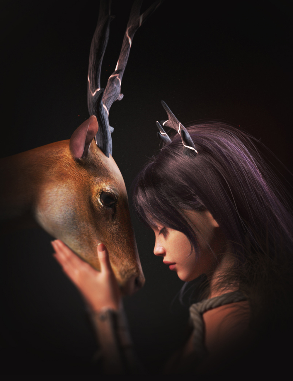 M3D Cervid Horns for Genesis 9 and Horse 3 | Daz 3D