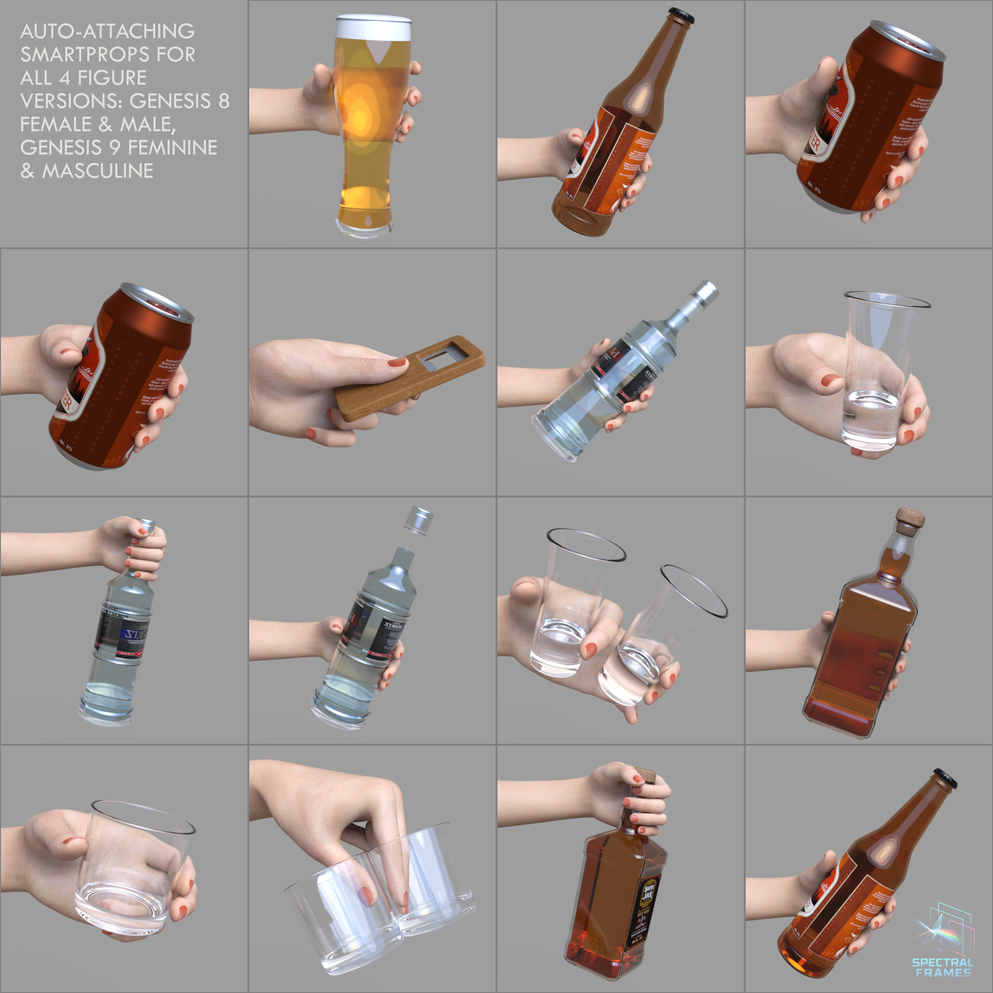 Bad Habits: Alcohol Drinking Smartprops & Poses For Genesis 8 and 9 ...