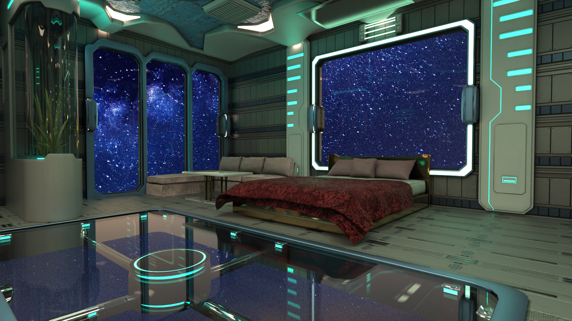 Futuristic Space Bedroom | Daz 3D