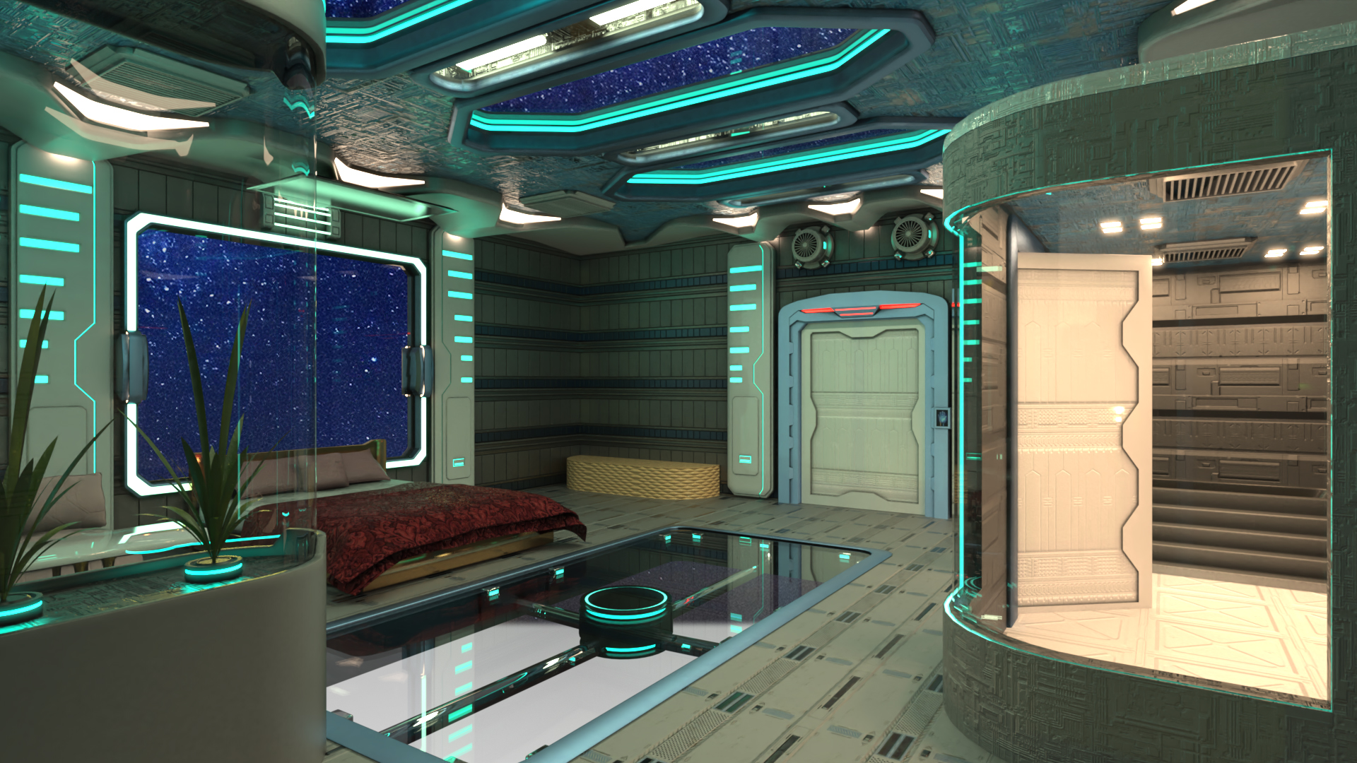 Futuristic Space Bedroom | Daz 3D