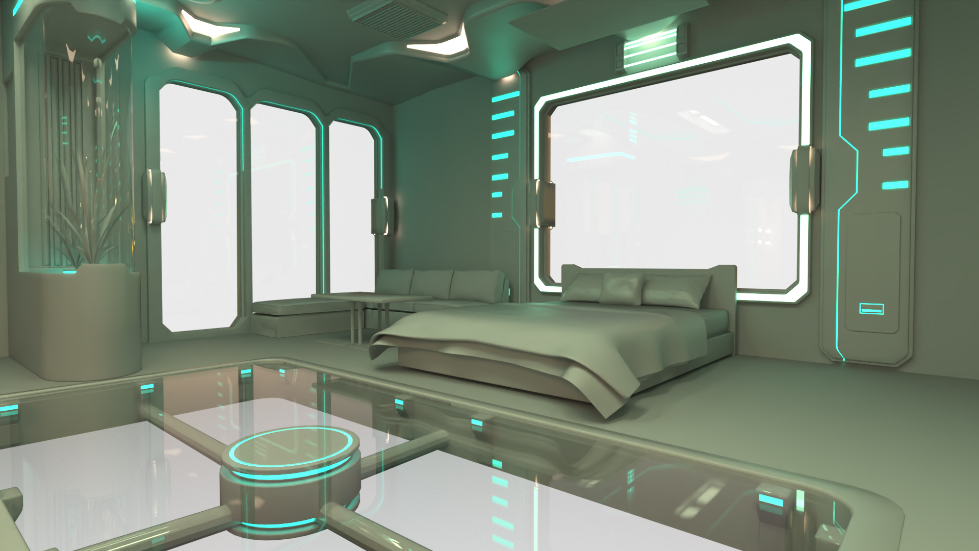 Futuristic Space Bedroom | Daz 3D