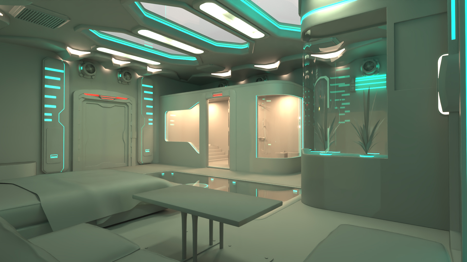 Futuristic Space Bedroom | Daz 3D