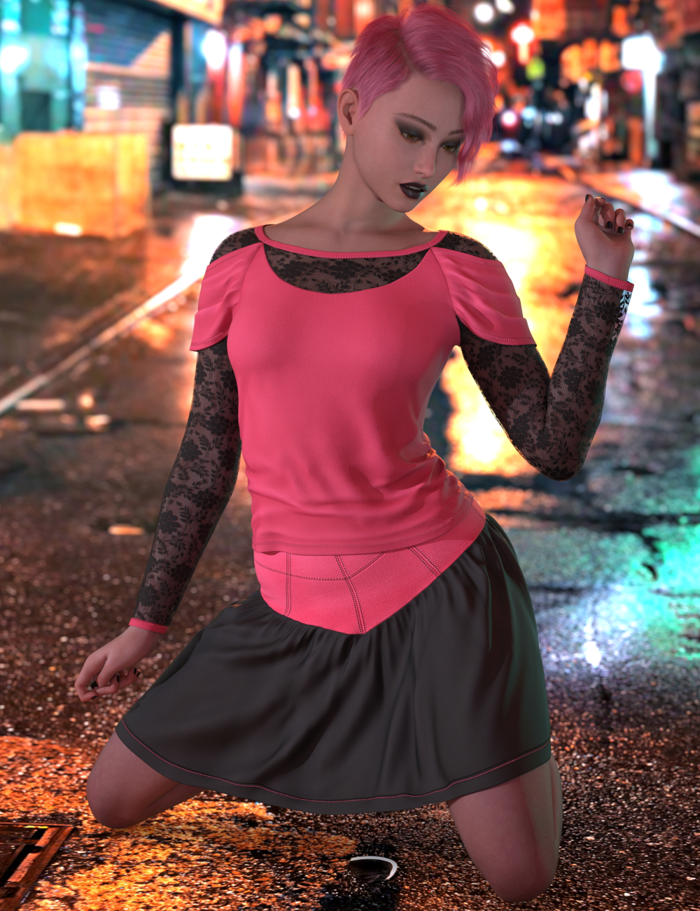 dForce LV Emo Style Outfit for Genesis 9 | Daz 3D