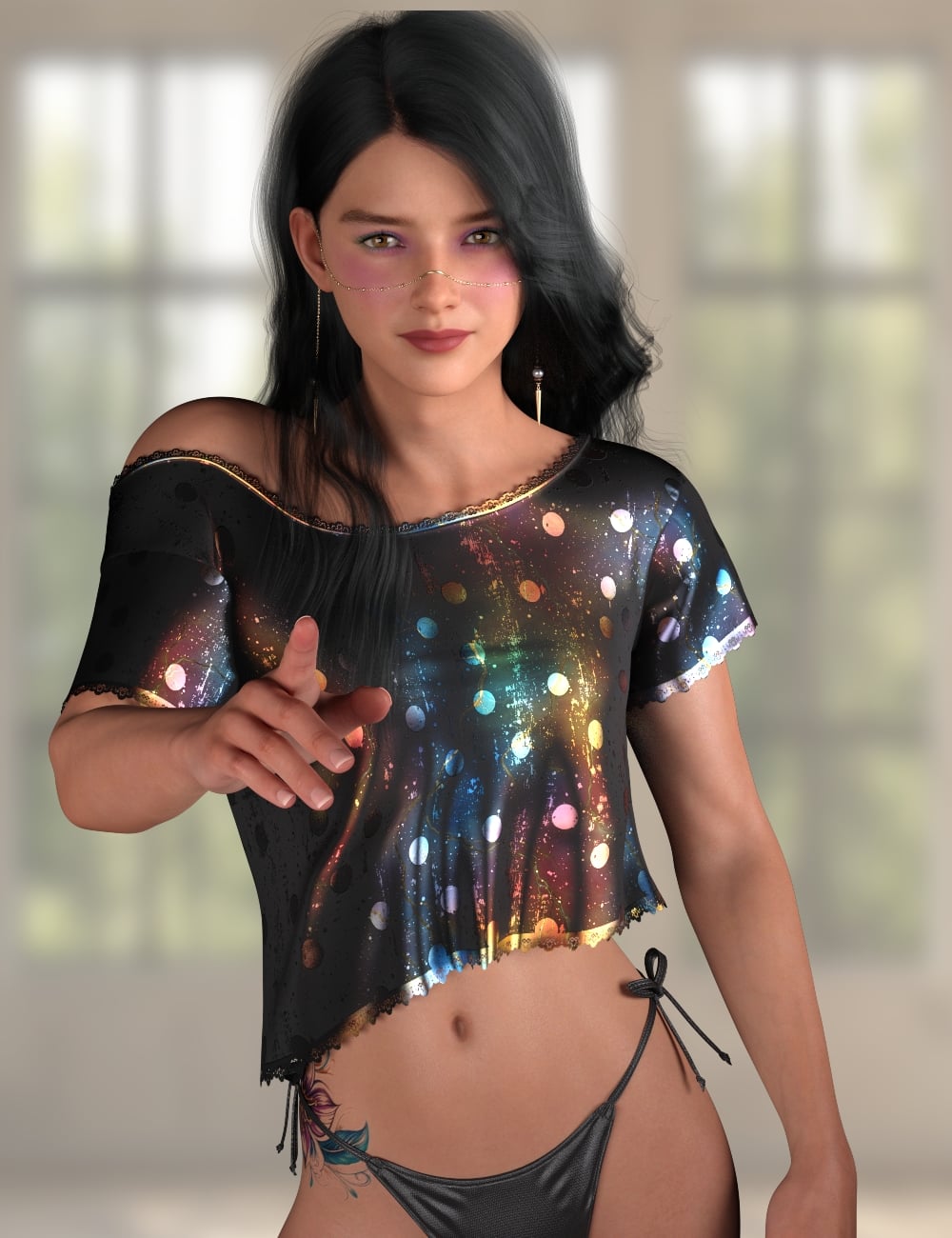 L3D Stylez Add-On Off Shoulder Midriff Tee | Daz 3D