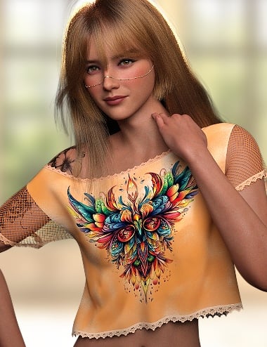 L3D Stylez 2 Add-On Off Shoulder Midriff Tee | Daz 3D