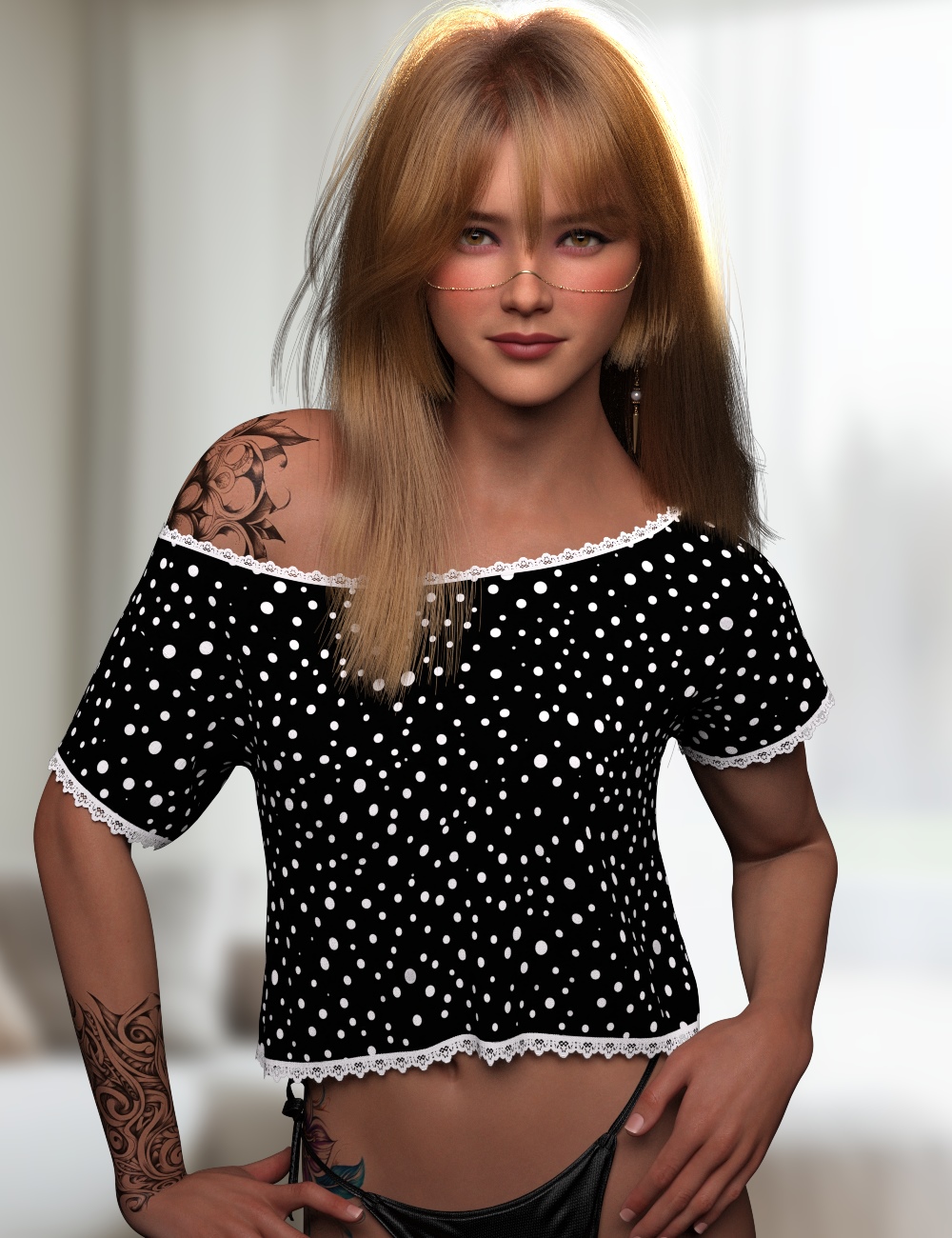 L3D Stylez 2 Add-On Off Shoulder Midriff Tee | Daz 3D