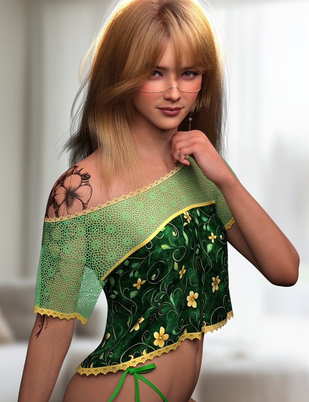 L3D Stylez 2 Add-On Off Shoulder Midriff Tee | Daz 3D