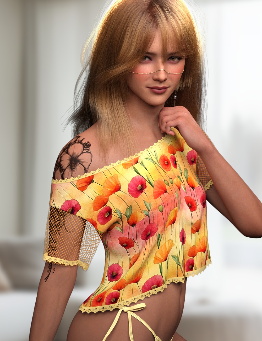 L3D Stylez 2 Add-On Off Shoulder Midriff Tee | Daz 3D