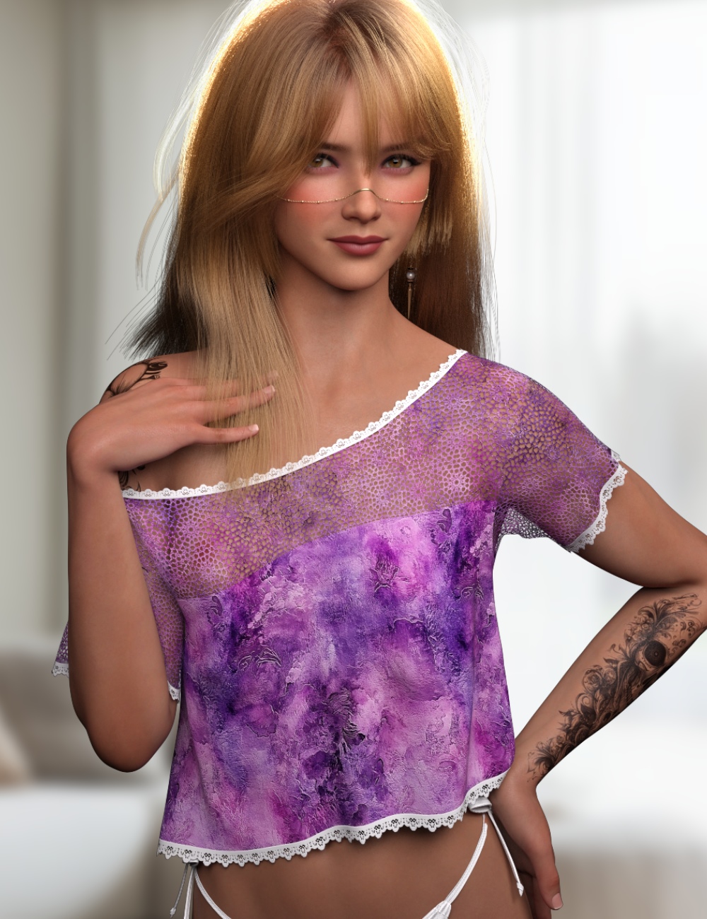 L3D Stylez 2 Add-On Off Shoulder Midriff Tee | Daz 3D