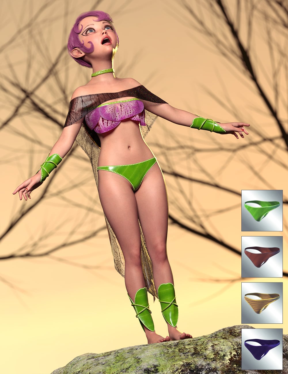 dForce Pretty Petals Outfit and Wings for Genesis 9 | Daz 3D