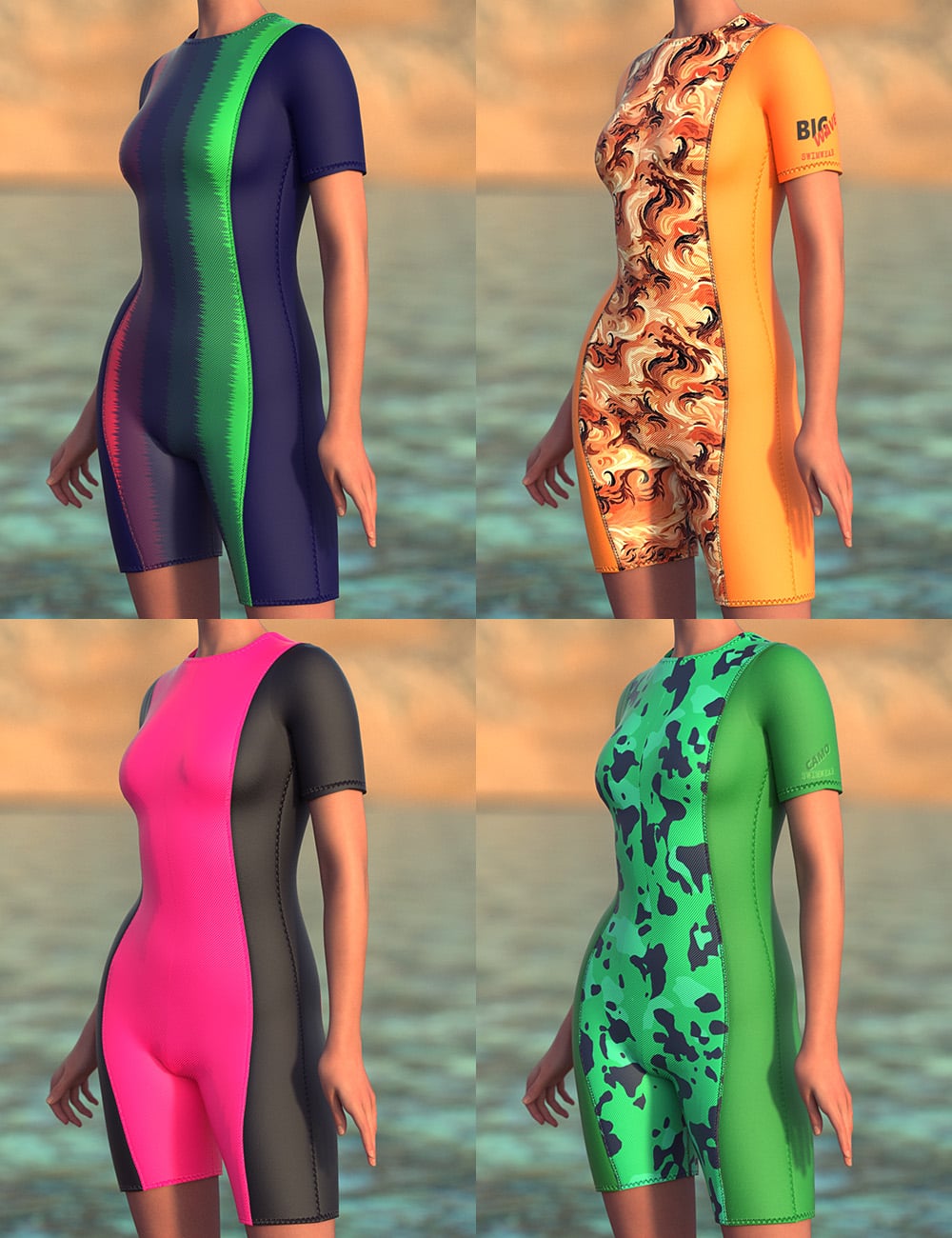 Summer Fun Surf Suit Genesis 9 | Daz 3D