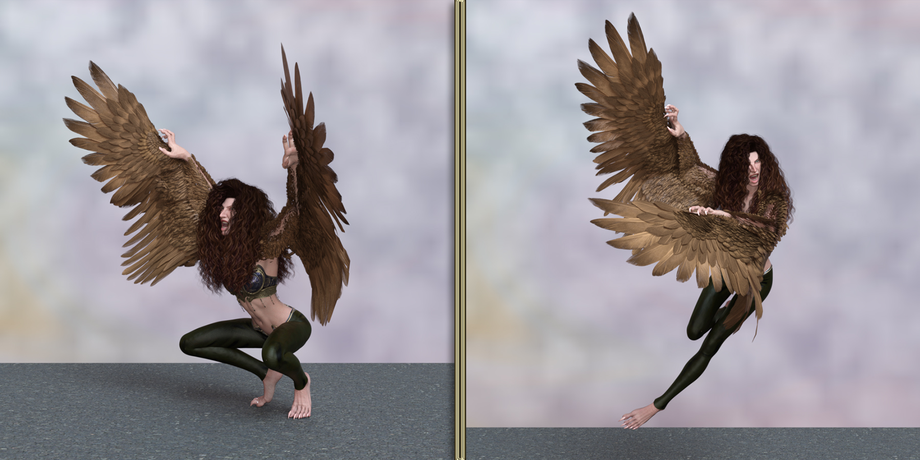 Sky Terror Hierarchical Poses for Ava 9 Harpy and Aello Wings | Daz 3D