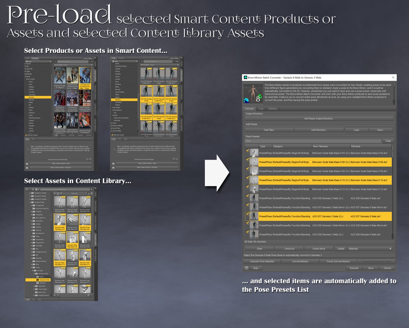 Bone Minion Batch Converter for Genesis 8 Poses | Daz 3D