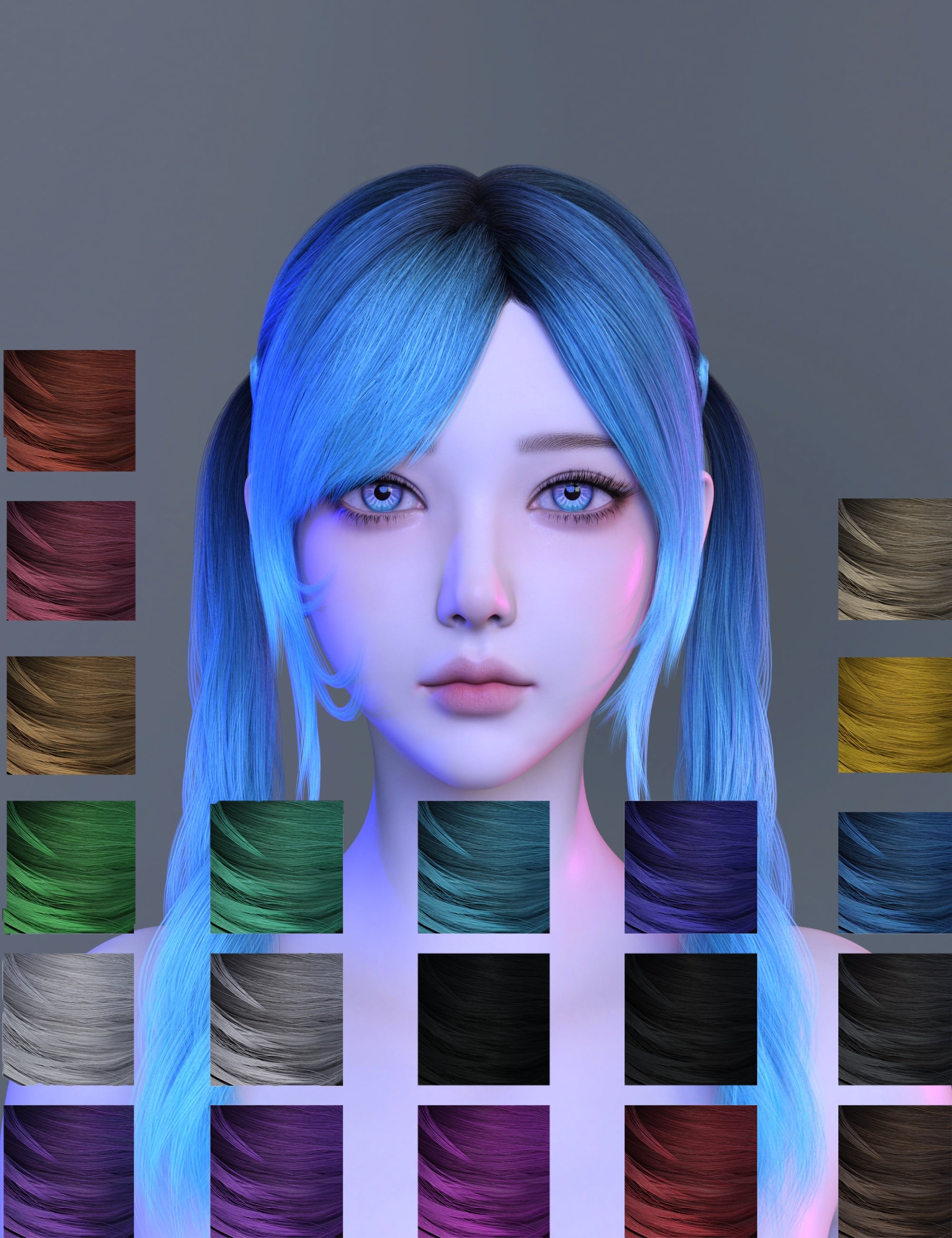 Noki Twin Dreamtails Hair for Genesis 9 | Daz 3D
