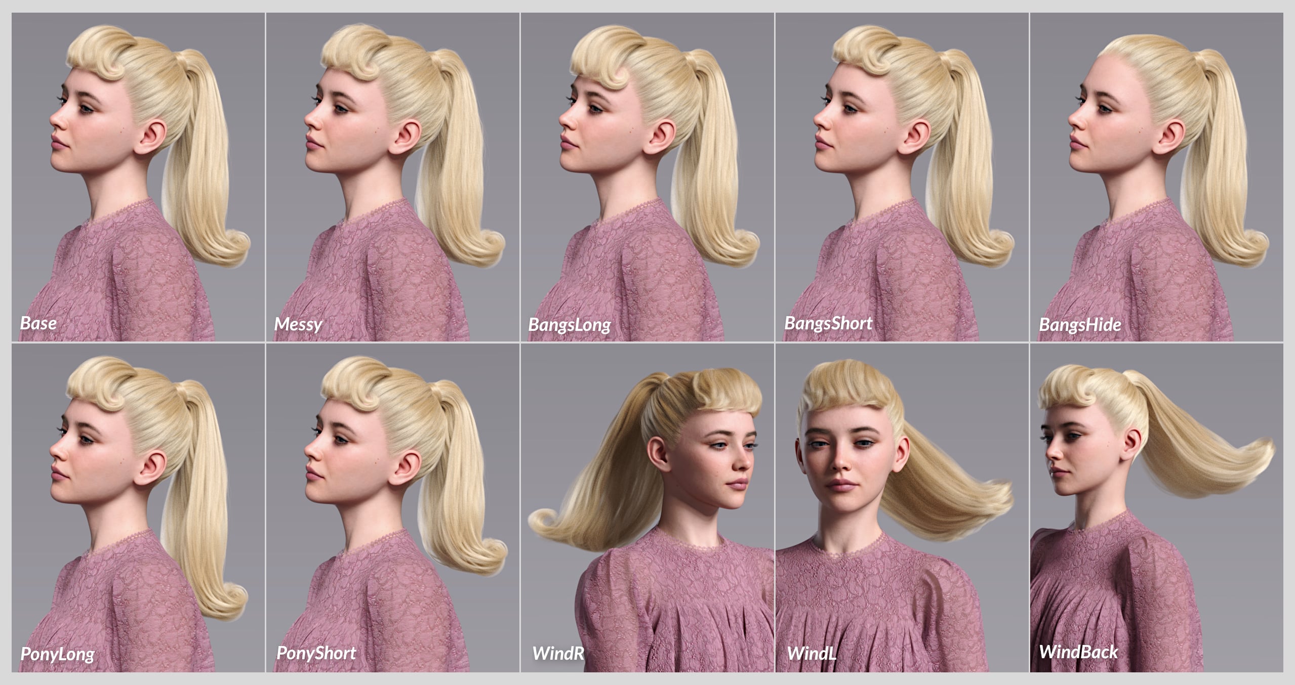 dForce Balla Ponytail for Genesis 9 | Daz 3D