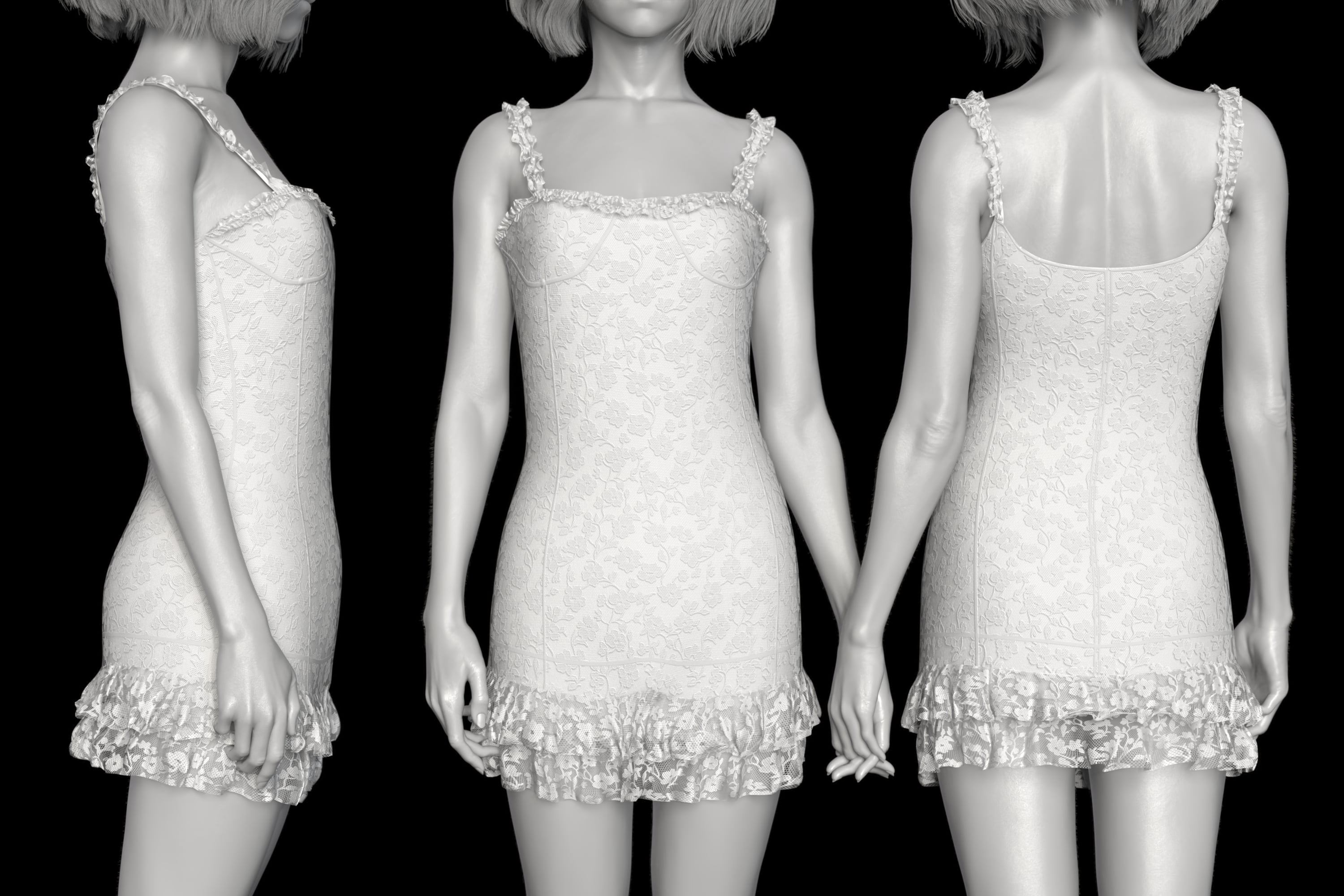 Princess Series Lace Strap Dress | Daz 3D