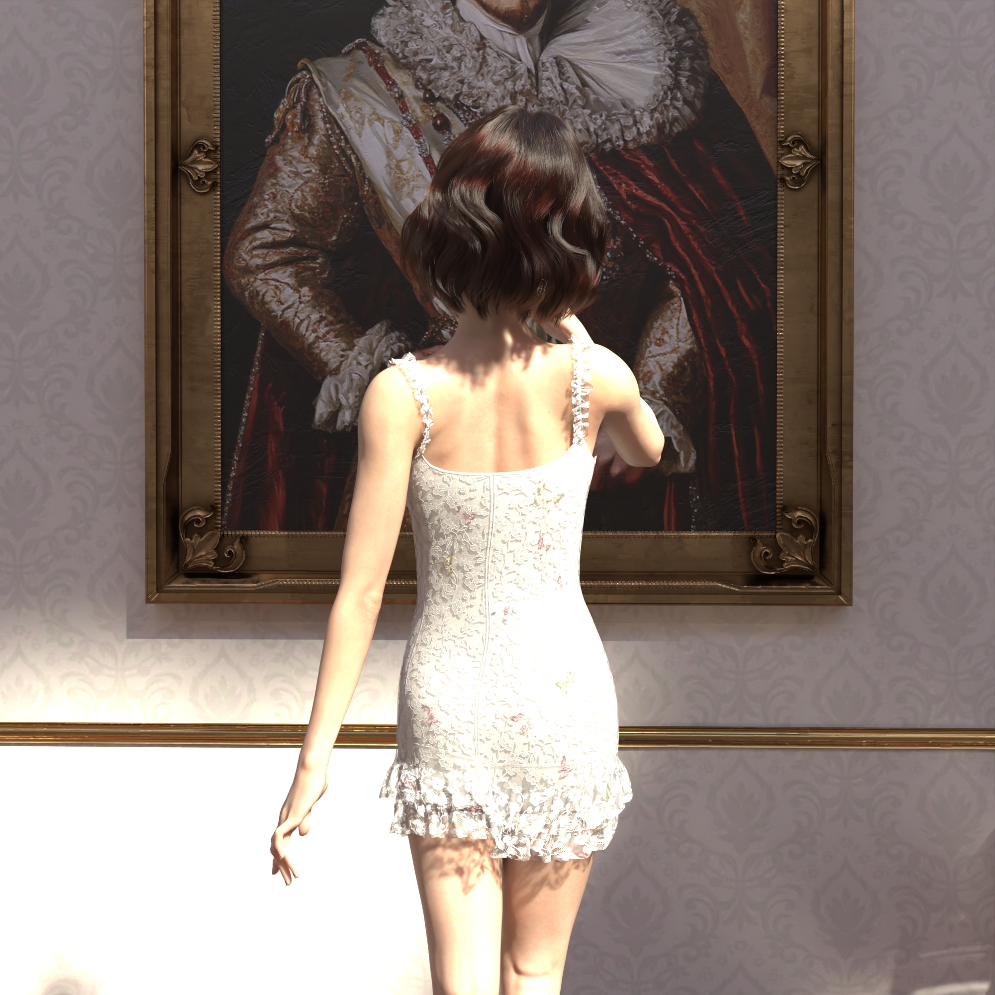 Princess Series Lace Strap Dress | Daz 3D