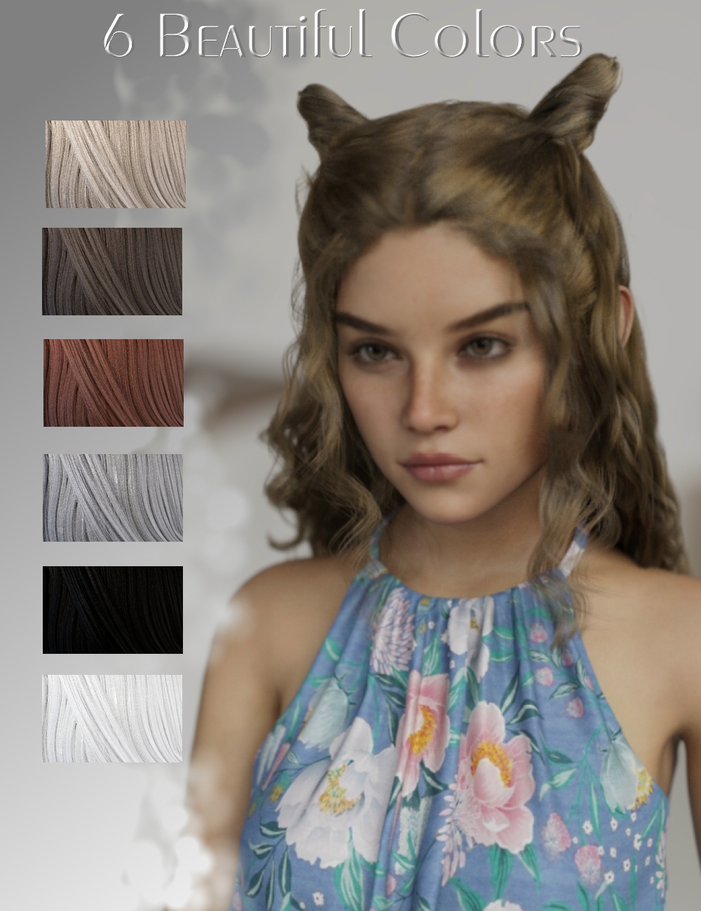 dForce Colette Cute Horns HairStyle For Genesis 9 | Daz 3D
