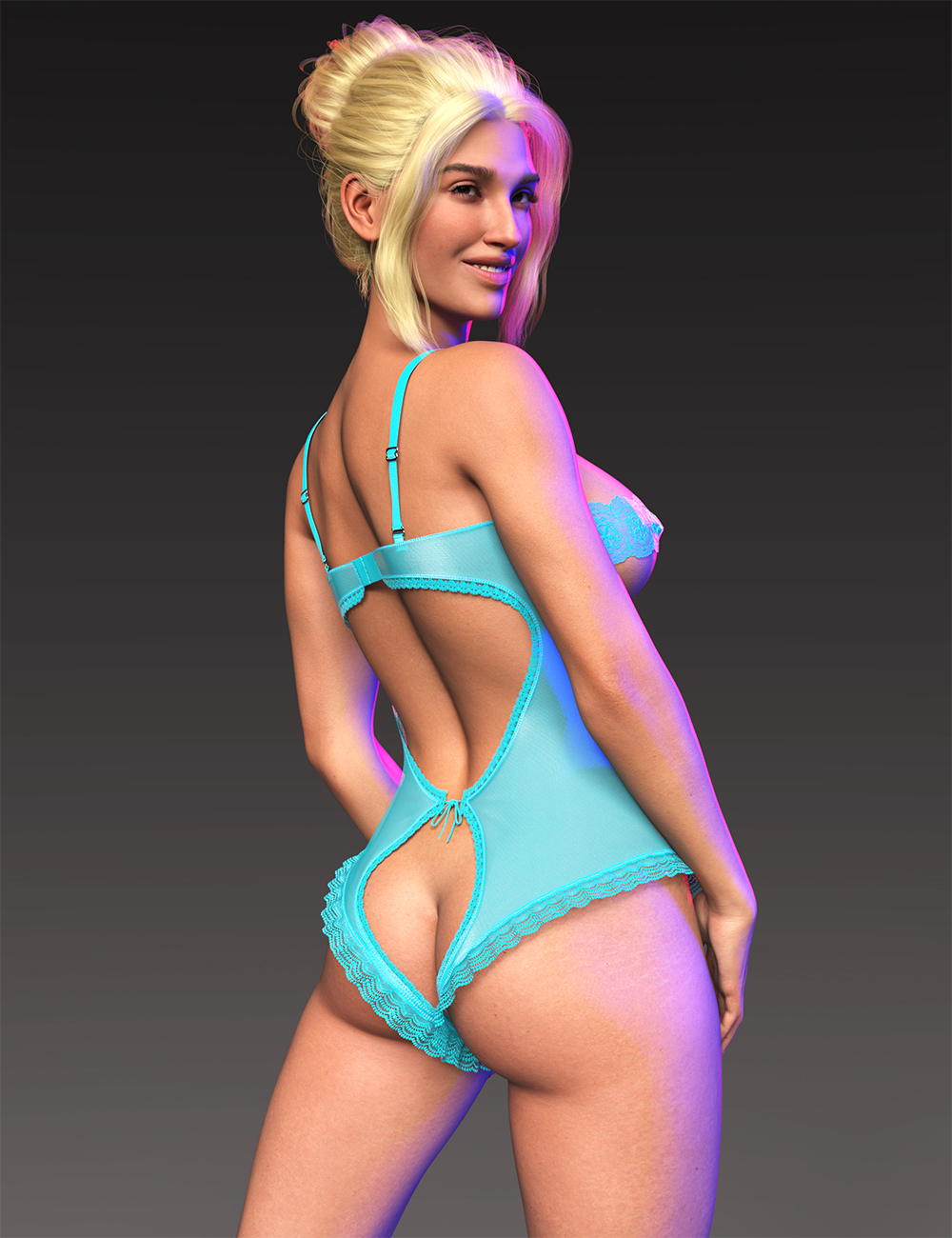 dForce GN Shadow Bloom Lace Bodysuit for Genesis 9, 8.1, and 8 Female | Daz 3D