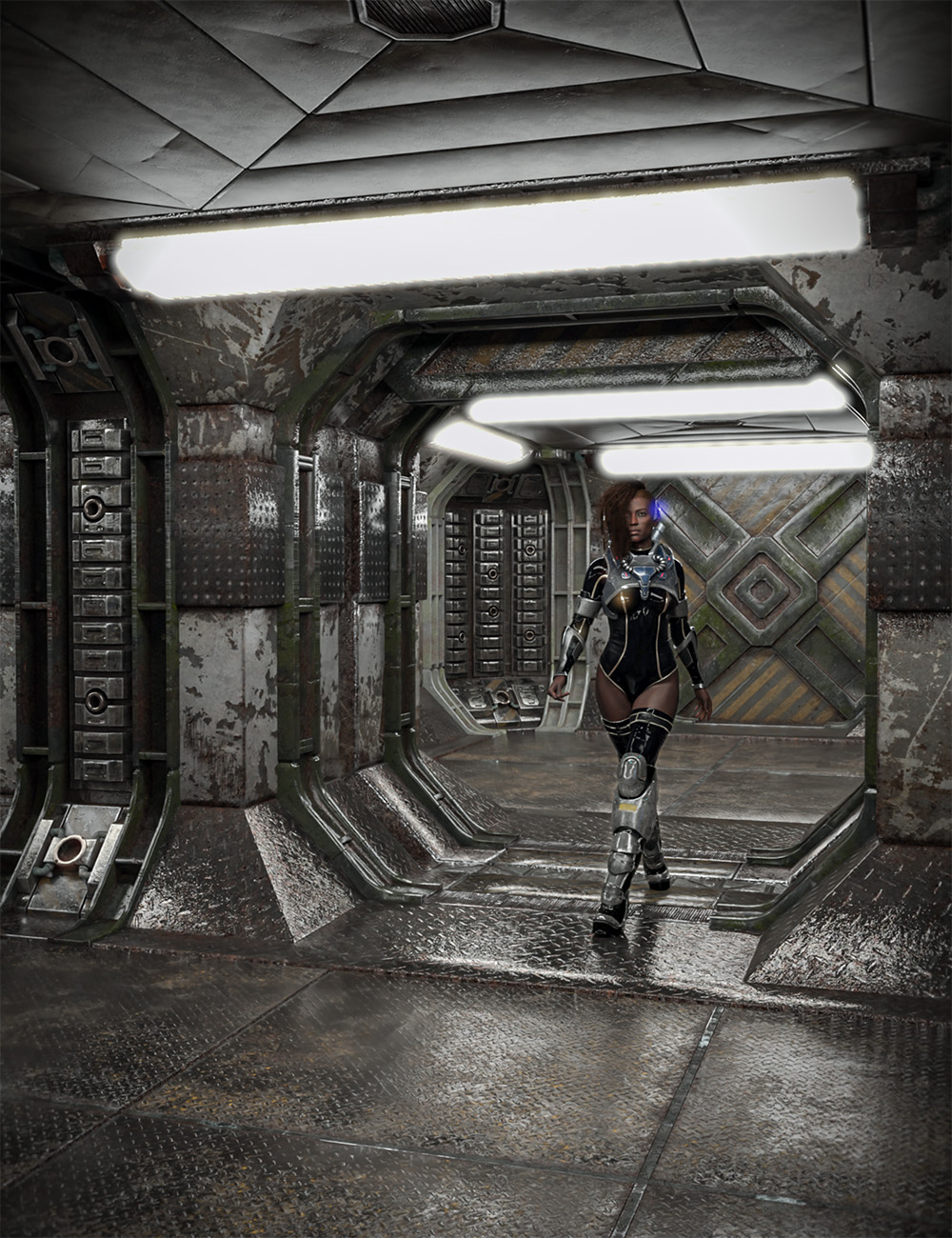 Orestes Derelict Sci Fi Halls Texture Add-on | Daz 3D