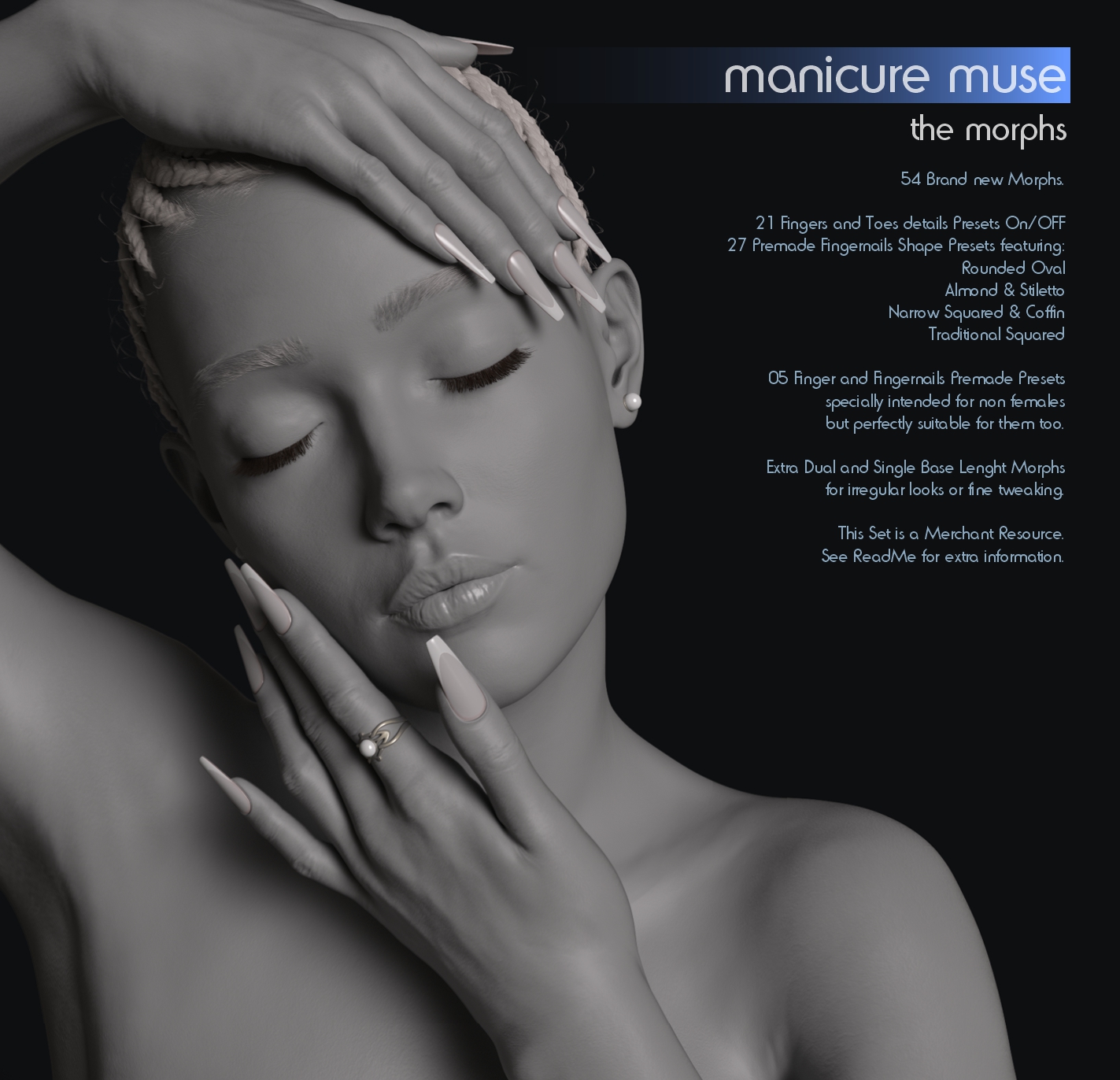 FK Manicure Muse Morphs and Materials for Genesis 9 MR Bundle | Daz 3D