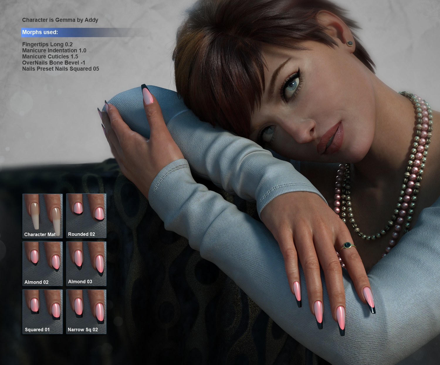 FK Manicure Muse Morphs and Materials for Genesis 9 MR Bundle | Daz 3D