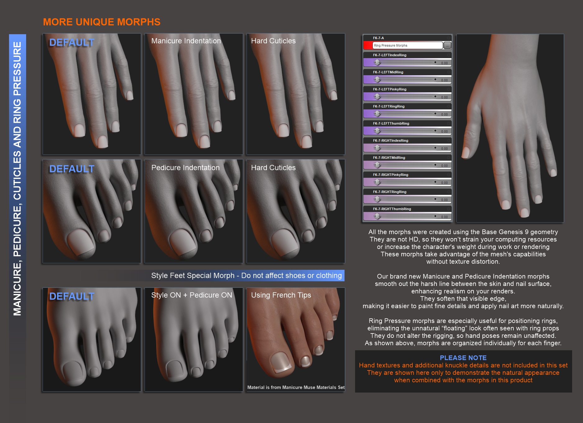 FK Manicure Muse Morphs and Materials for Genesis 9 MR Bundle | Daz 3D