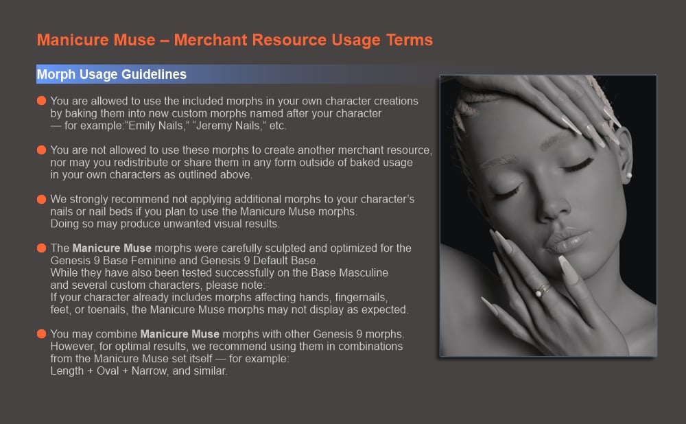 FK Manicure Muse Morphs and Materials for Genesis 9 MR Bundle | Daz 3D